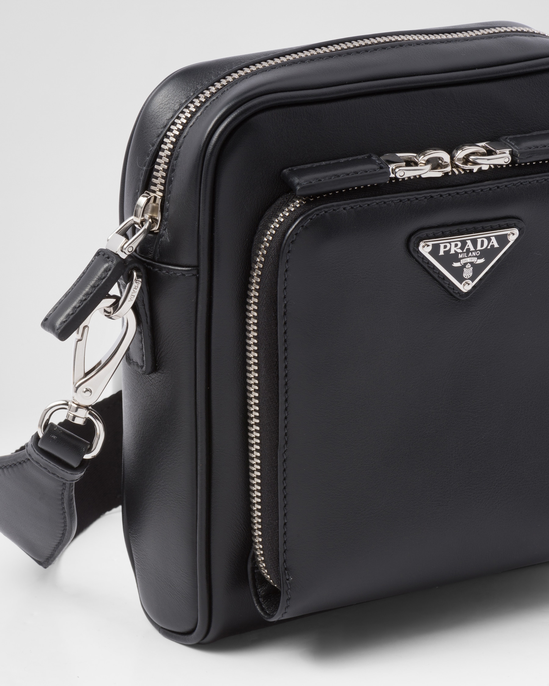 Black Leather Shoulder Bag With Pouch | PRADA