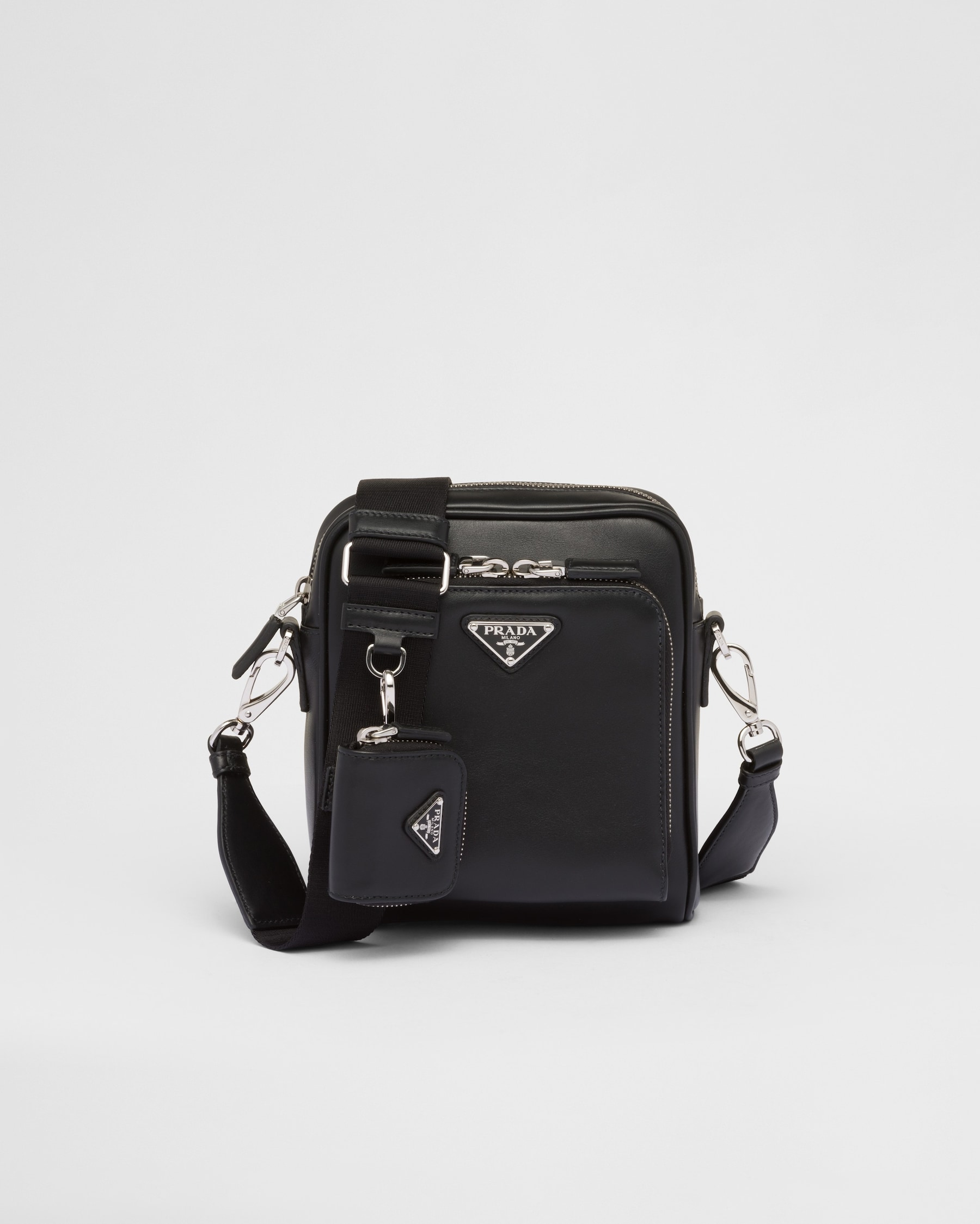 Black Leather Shoulder Bag With Pouch | PRADA