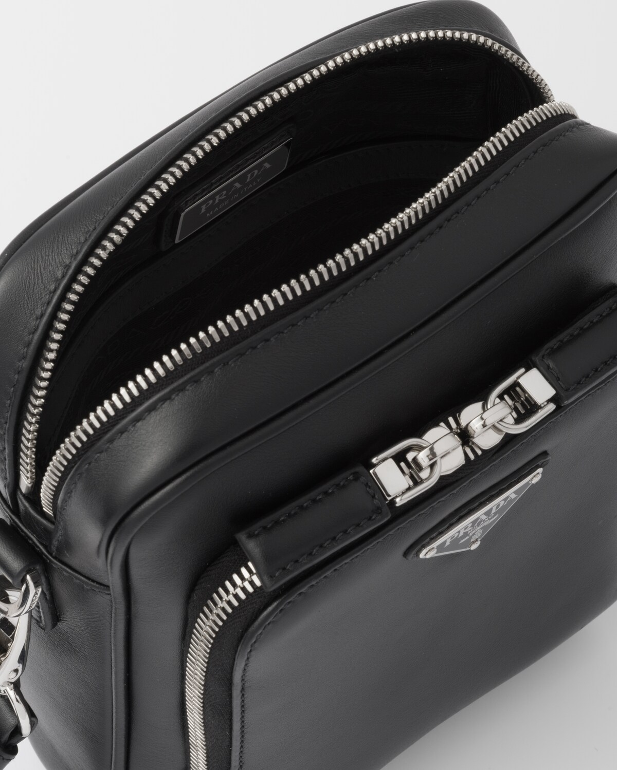 Black Leather Shoulder Bag With Pouch | PRADA