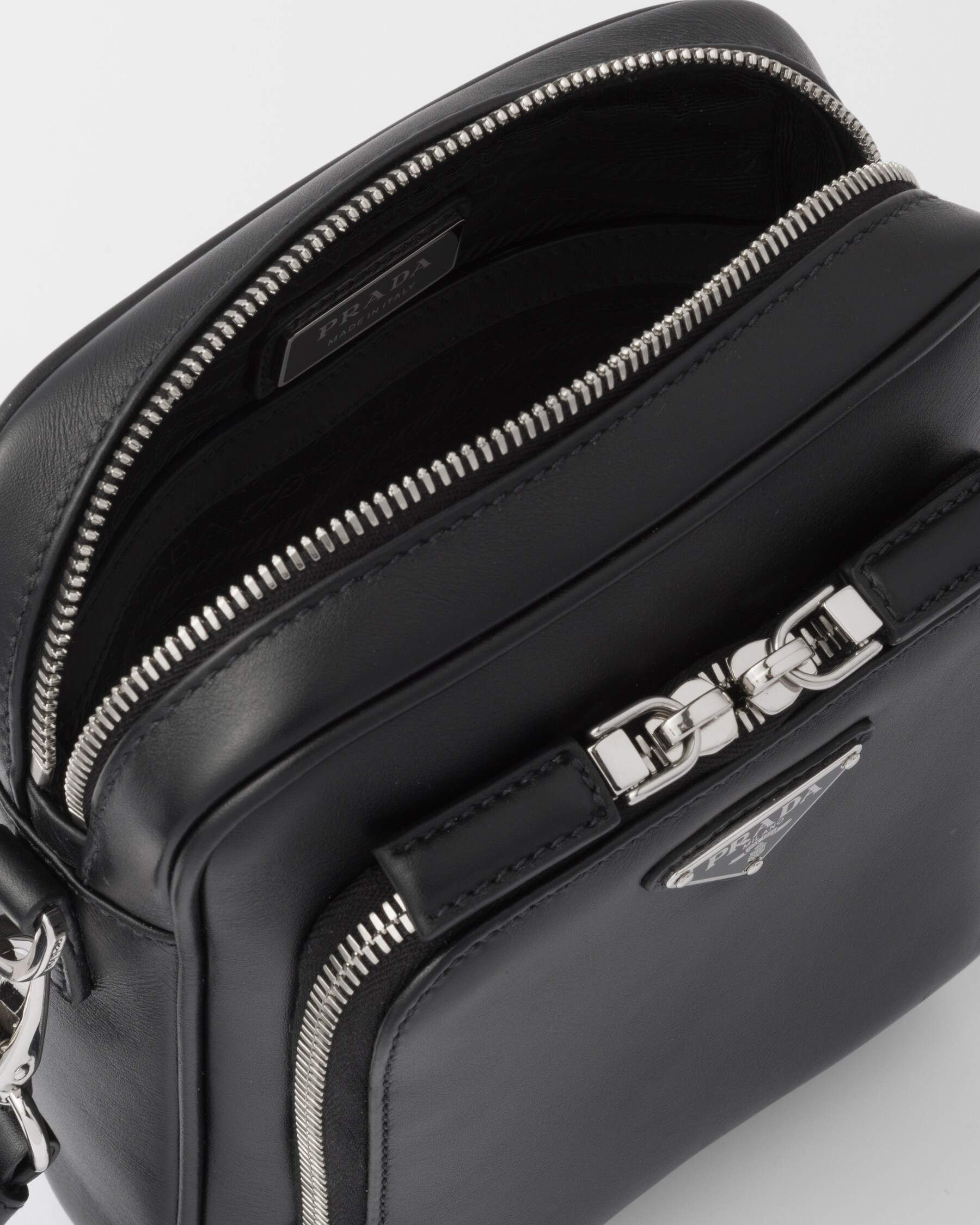 Black Leather Shoulder Bag With Pouch | PRADA