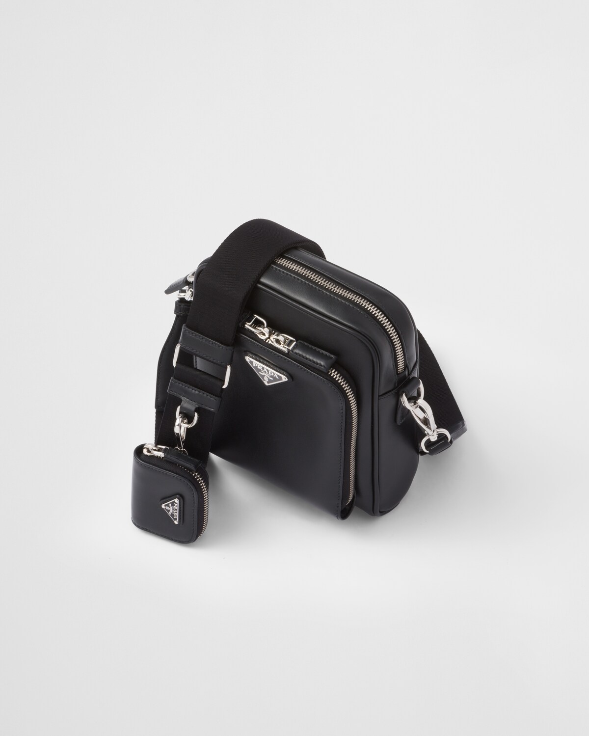 Black Leather Shoulder Bag With Pouch | PRADA
