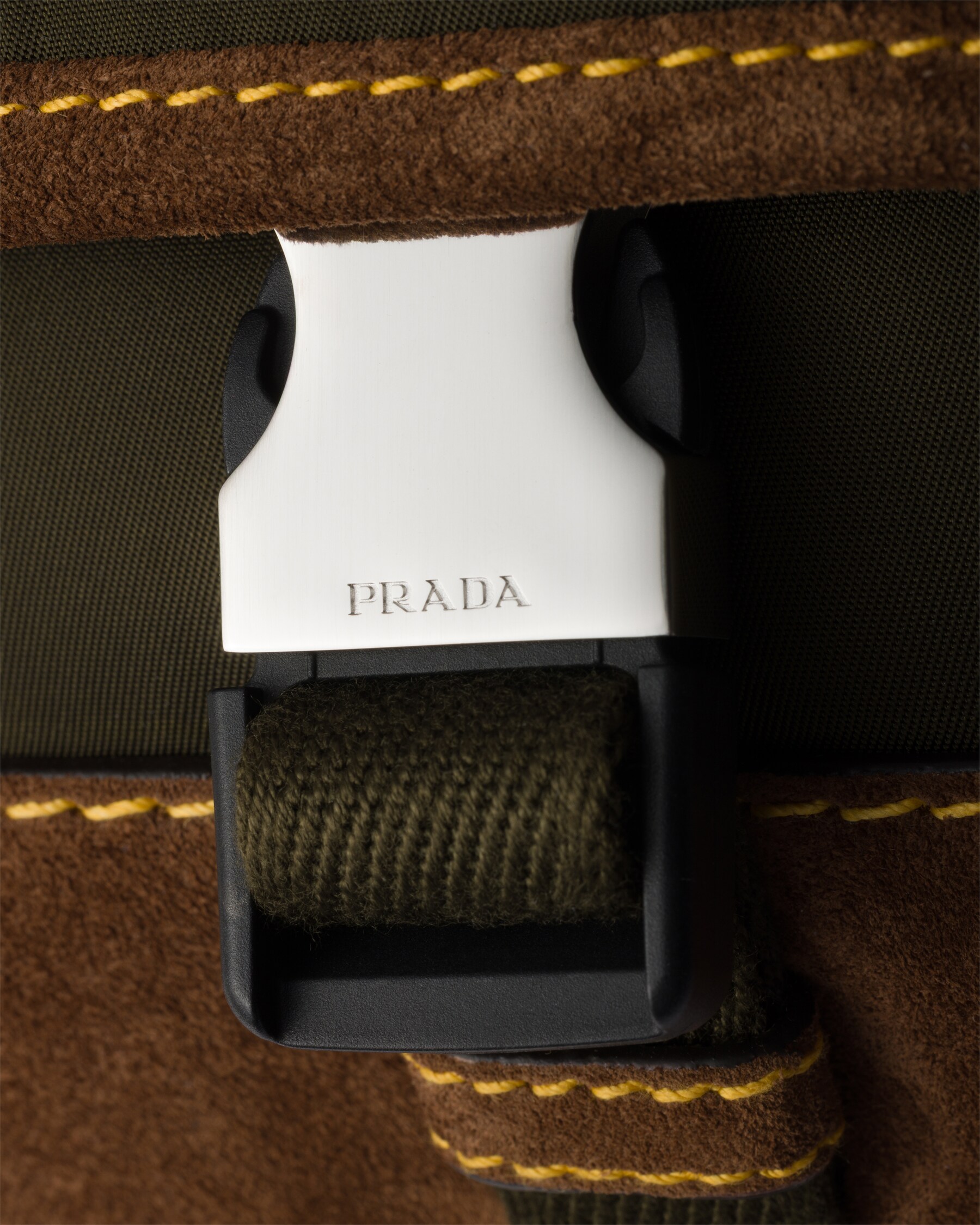 Musk Green/cocoa Re-nylon And Suede Belt Bag | PRADA