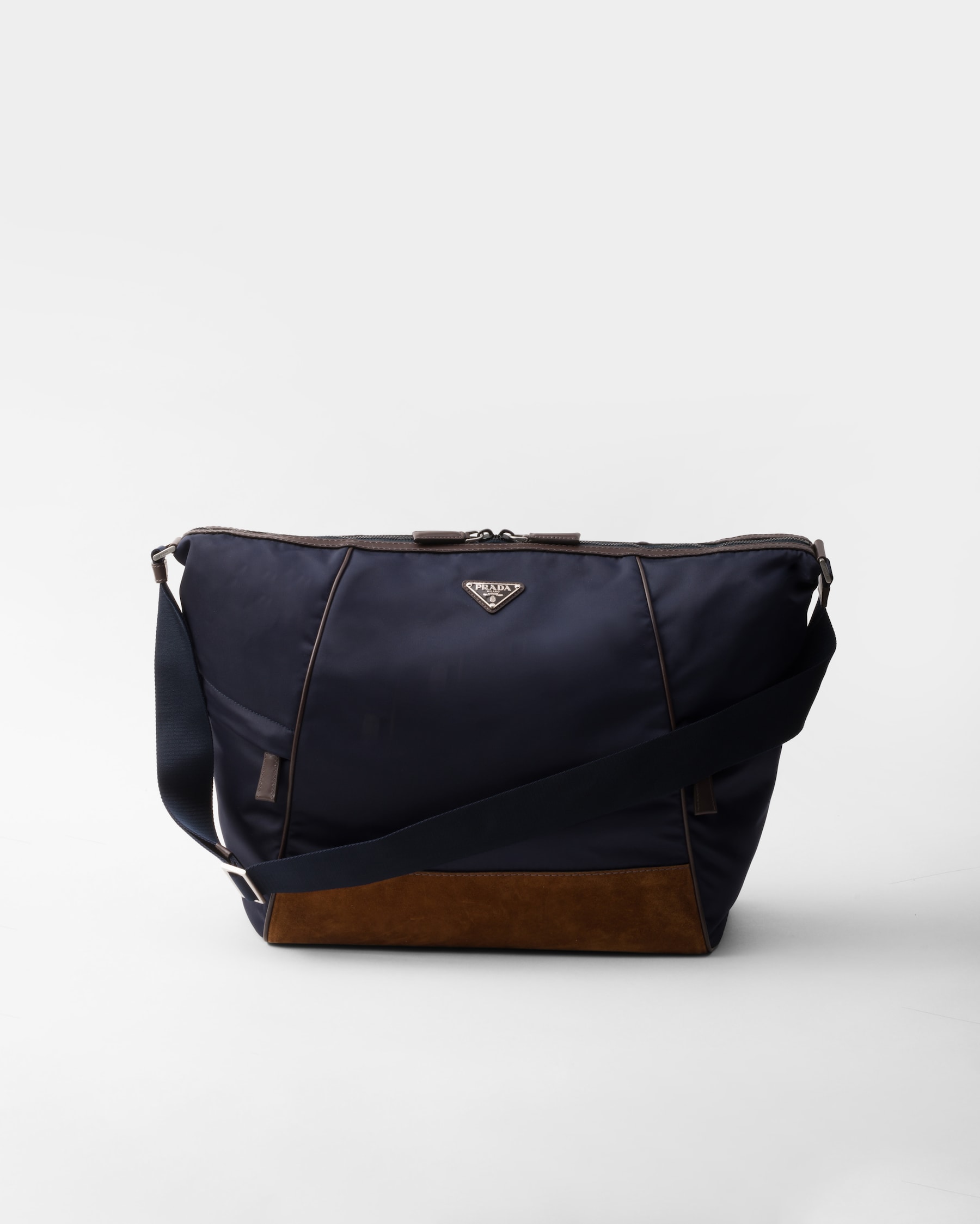 Blue/coffee Re-nylon And Leather Shoulder Bag | PRADA
