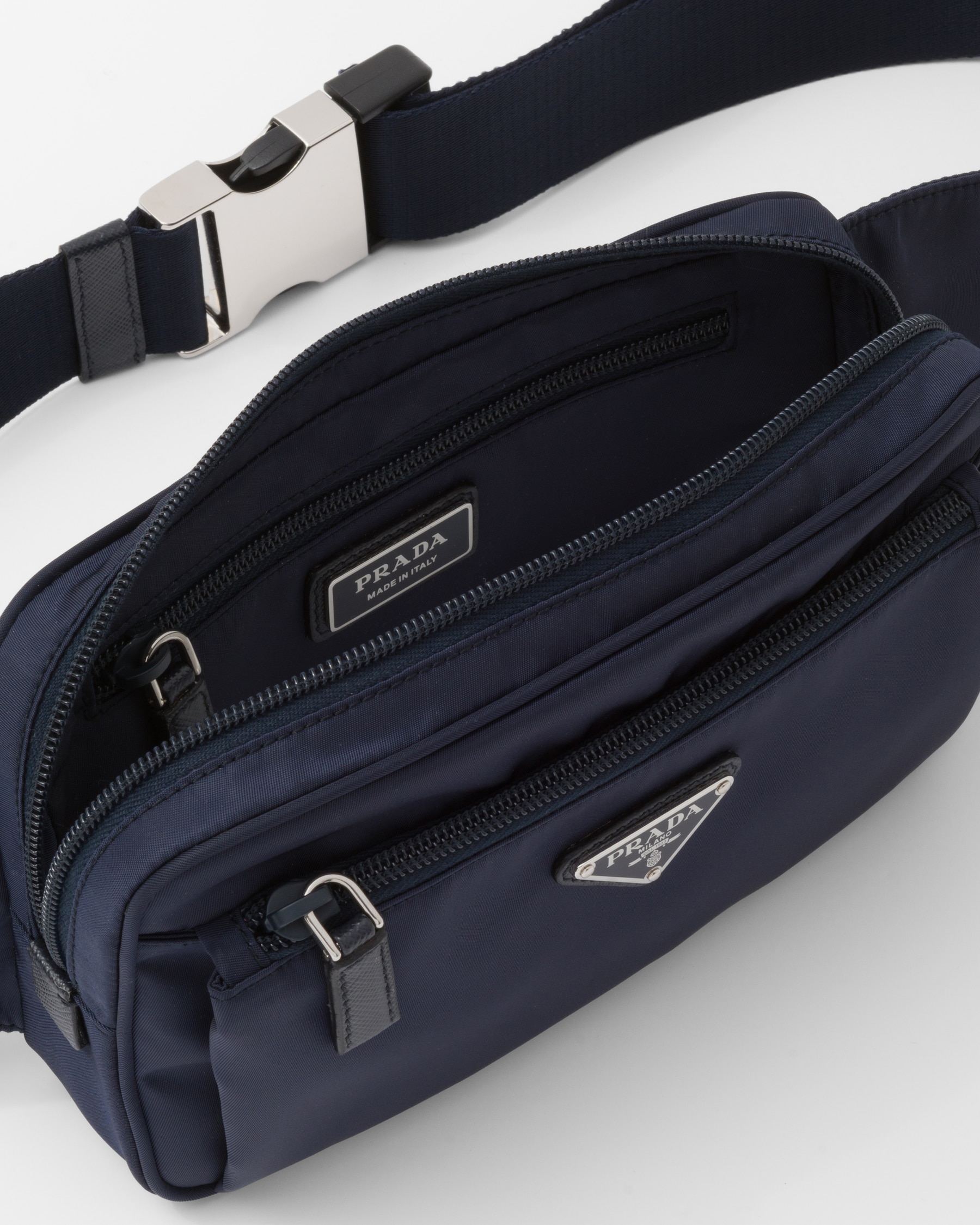 Navy Re-nylon And Saffiano Leather Belt Bag | PRADA