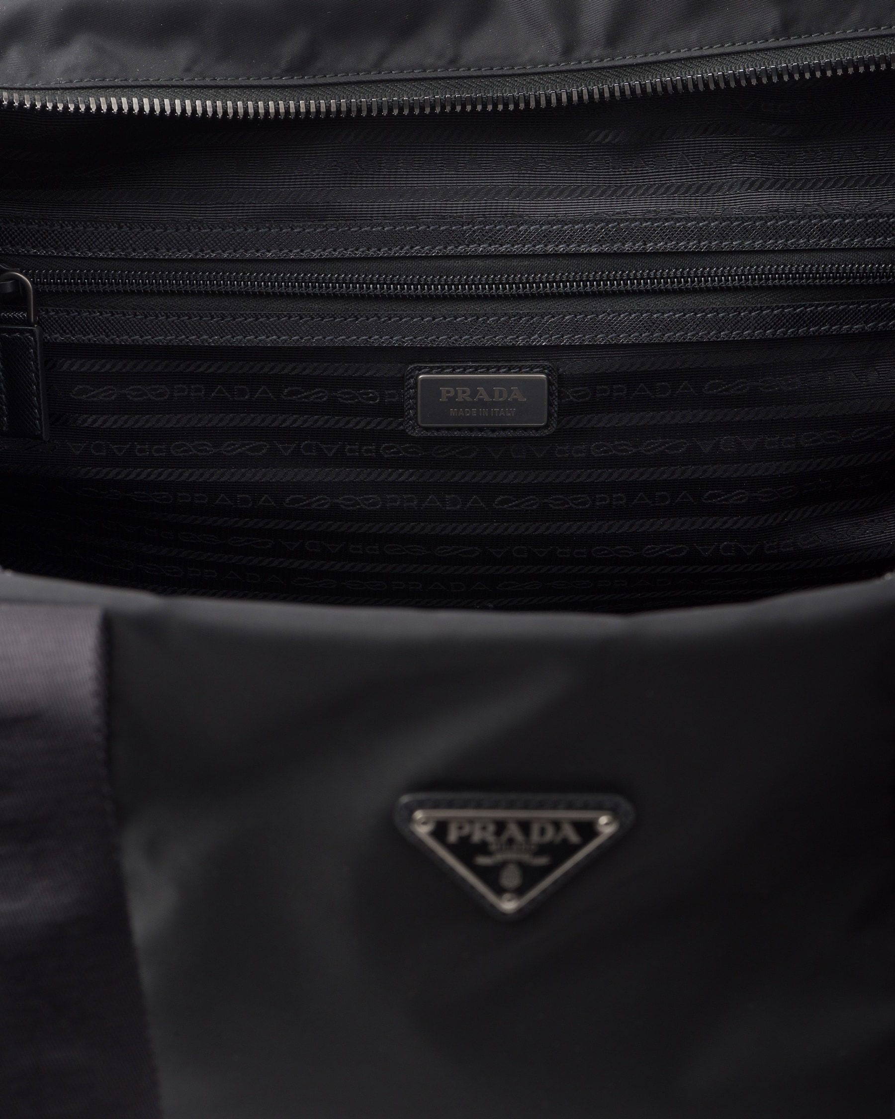 Black Re-nylon And Saffiano Leather Trolley | PRADA