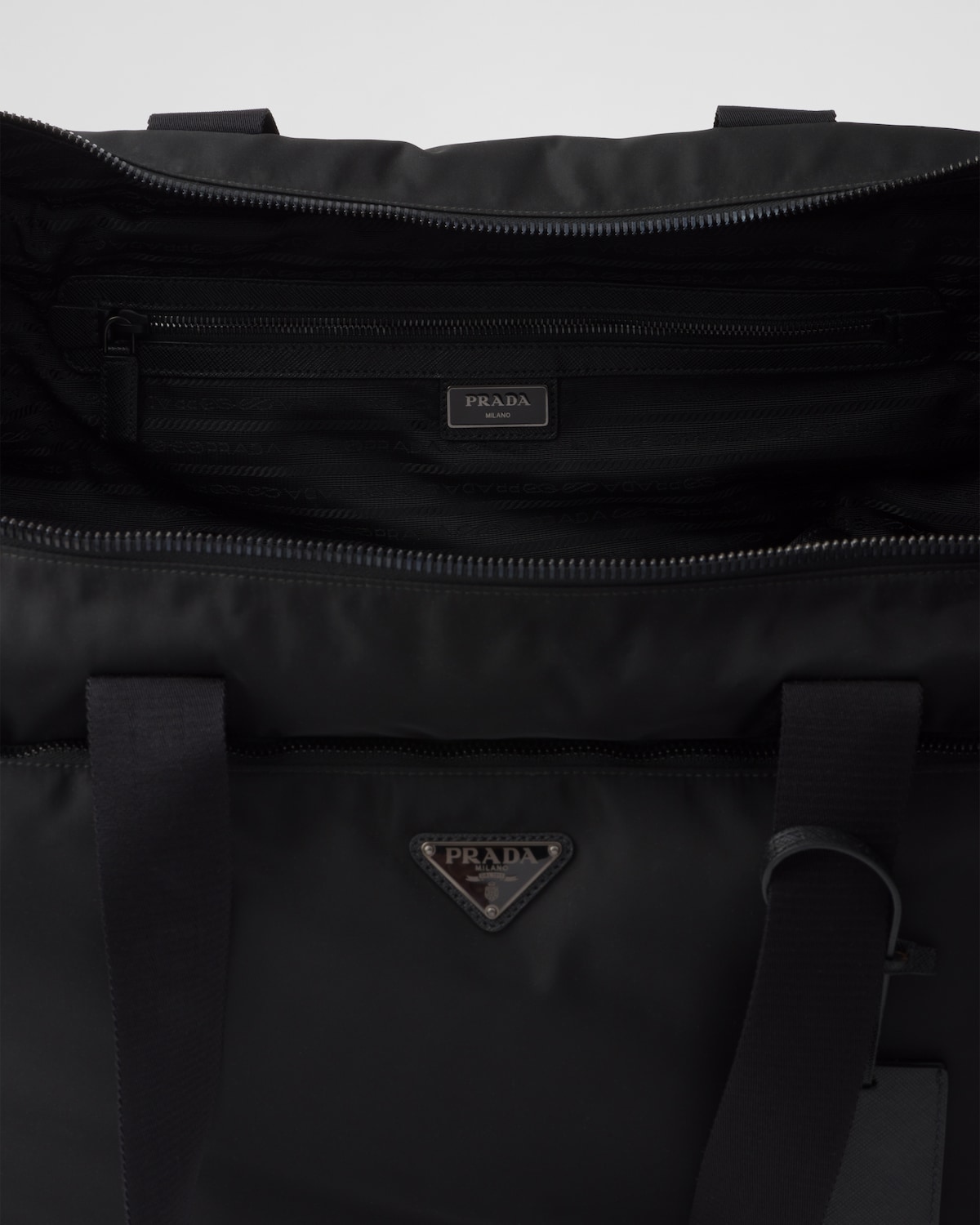 Black Re-nylon And Saffiano Leather Trolley | PRADA