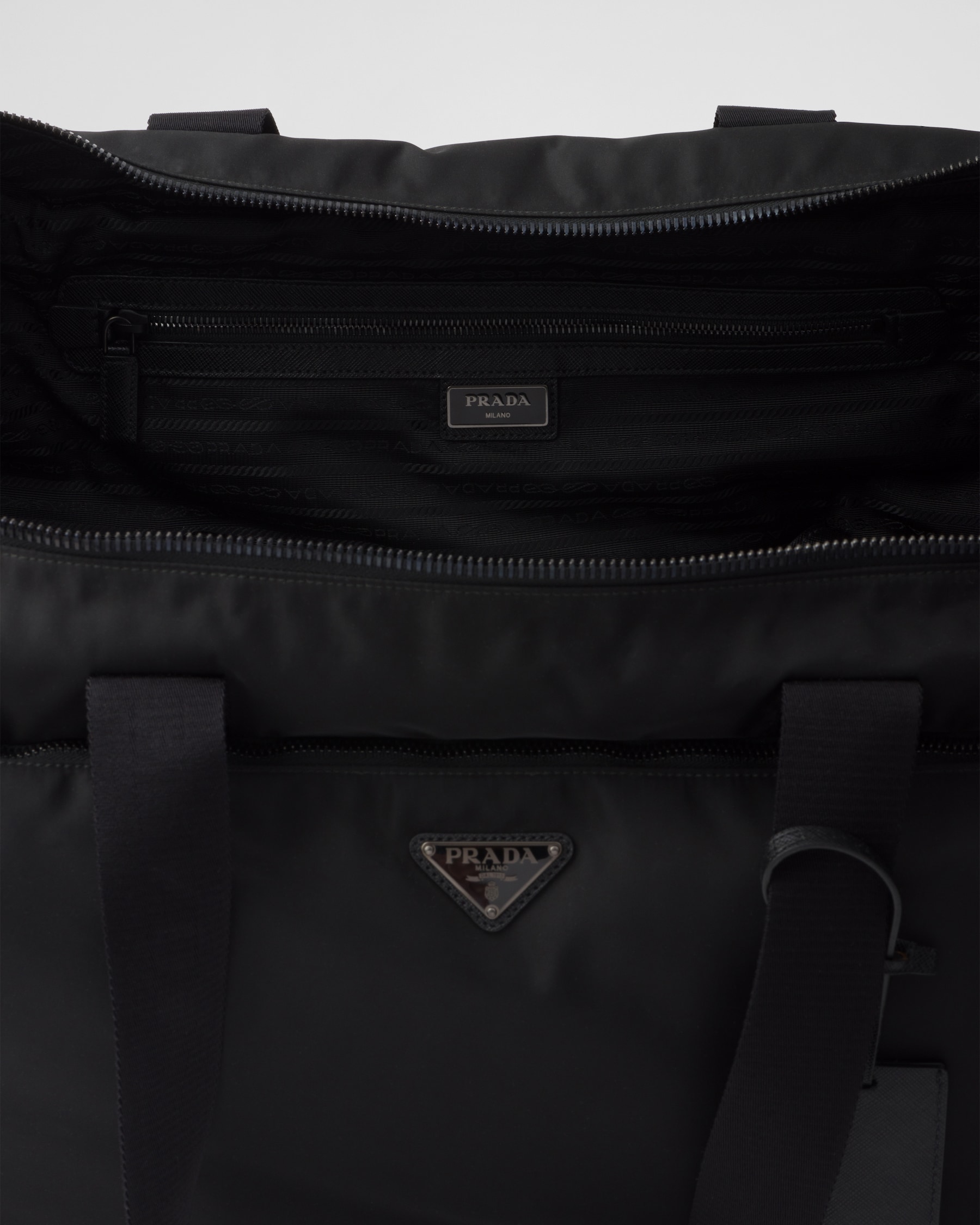 Black Re-nylon And Saffiano Leather Trolley | PRADA