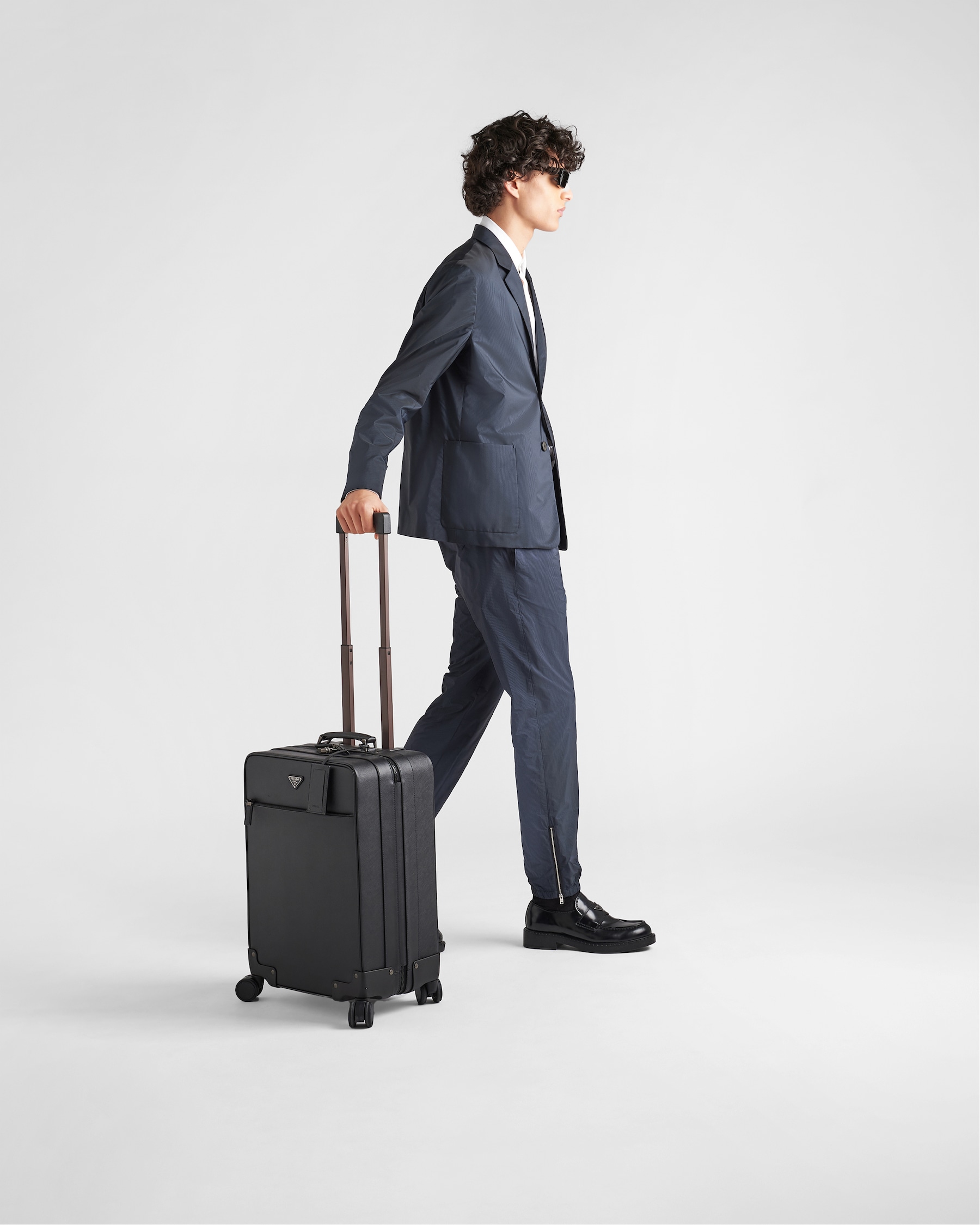 Black Saffiano Leather Trolley | PRADA