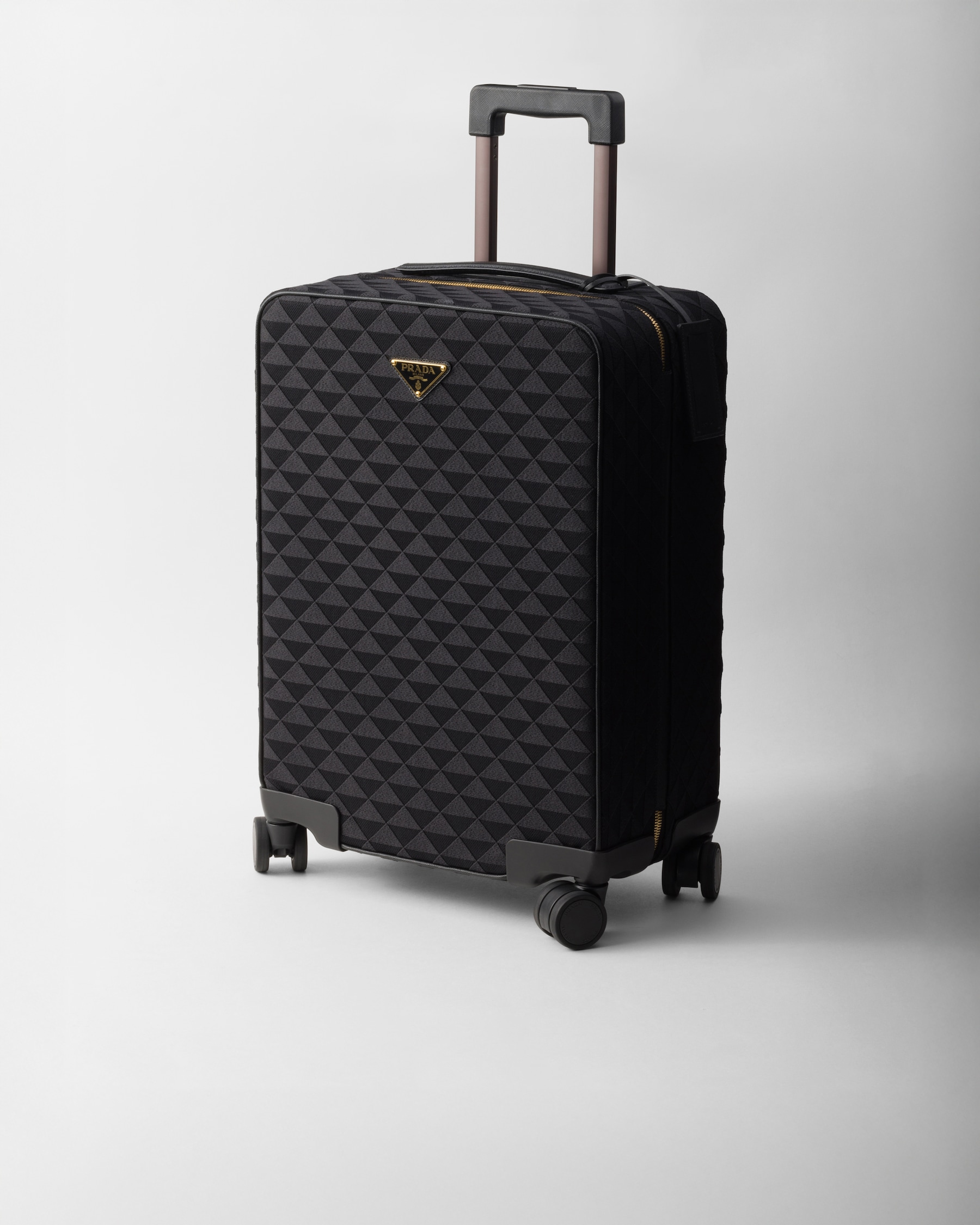 Black Embroidered Fabric Trolley | PRADA