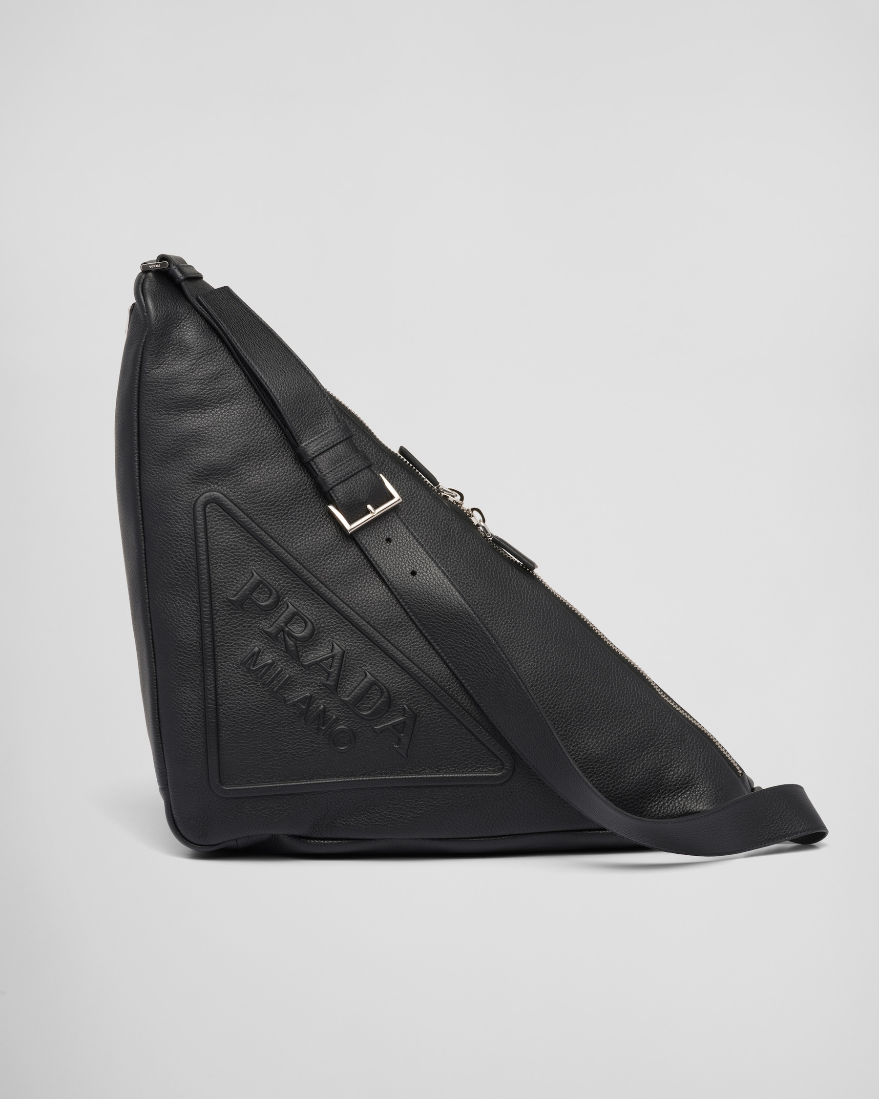 Black Large Leather Prada Triangle Bag | PRADA