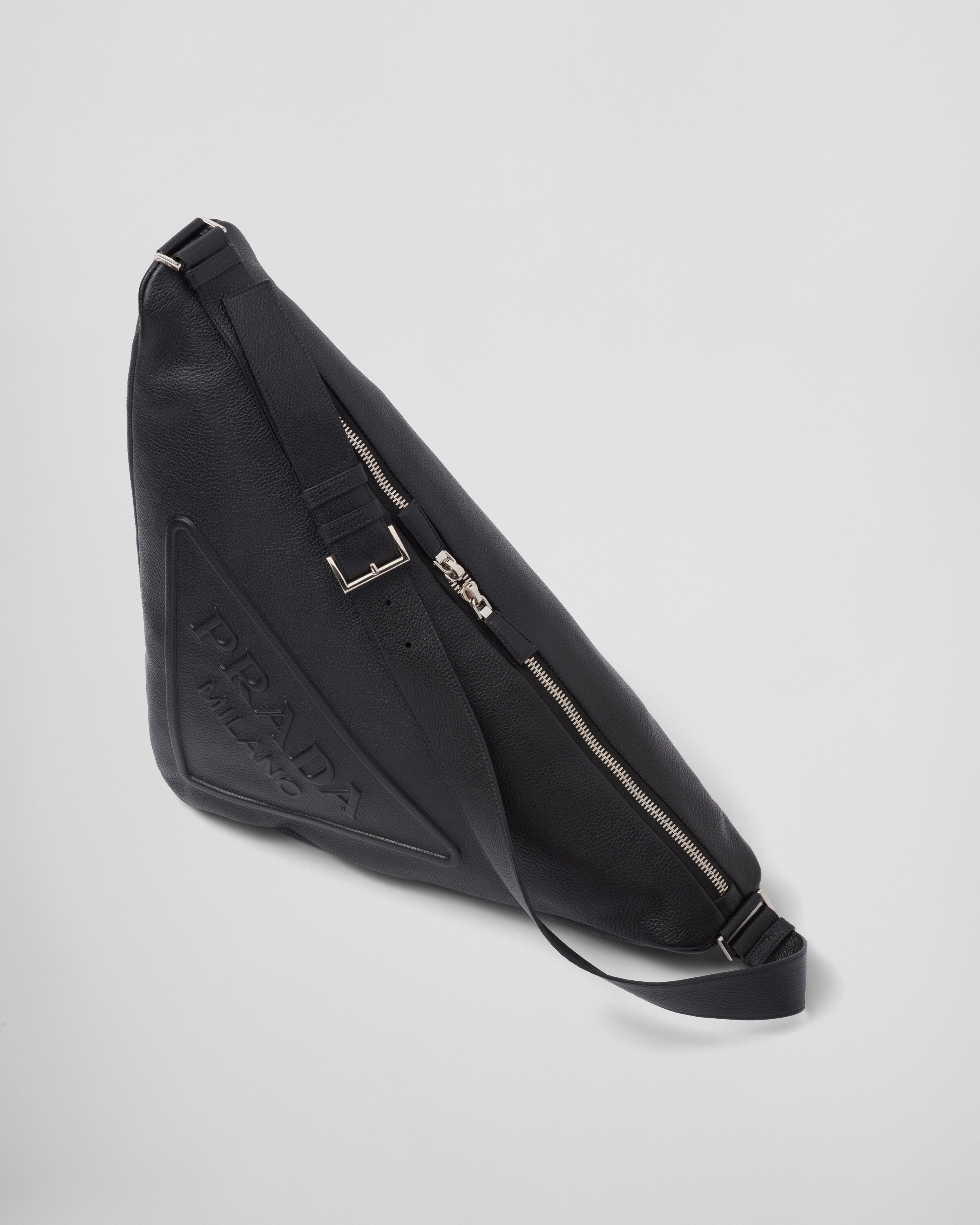 Black Large Leather Prada Triangle Bag | PRADA