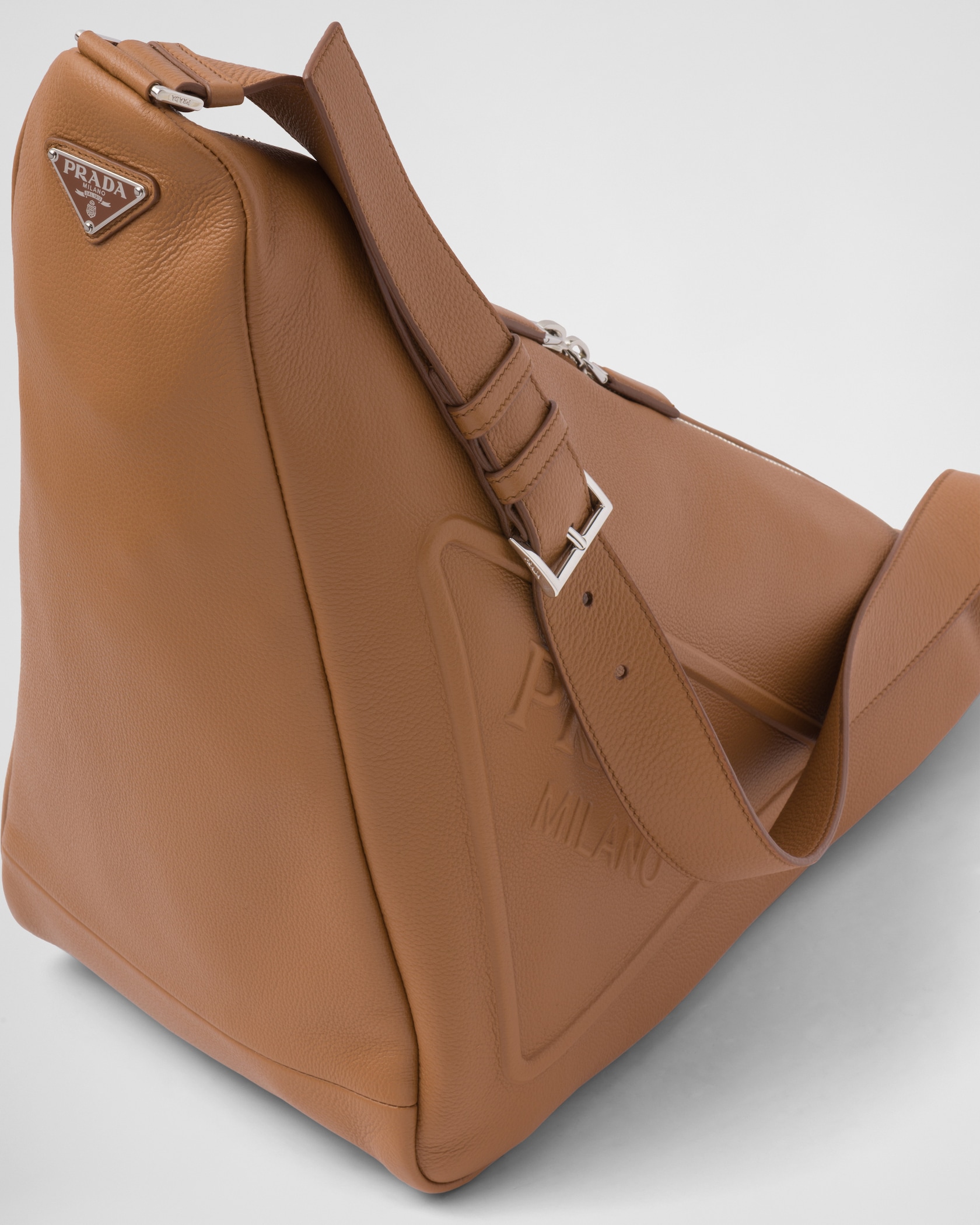 Caramel Large Leather Prada Triangle Bag | PRADA