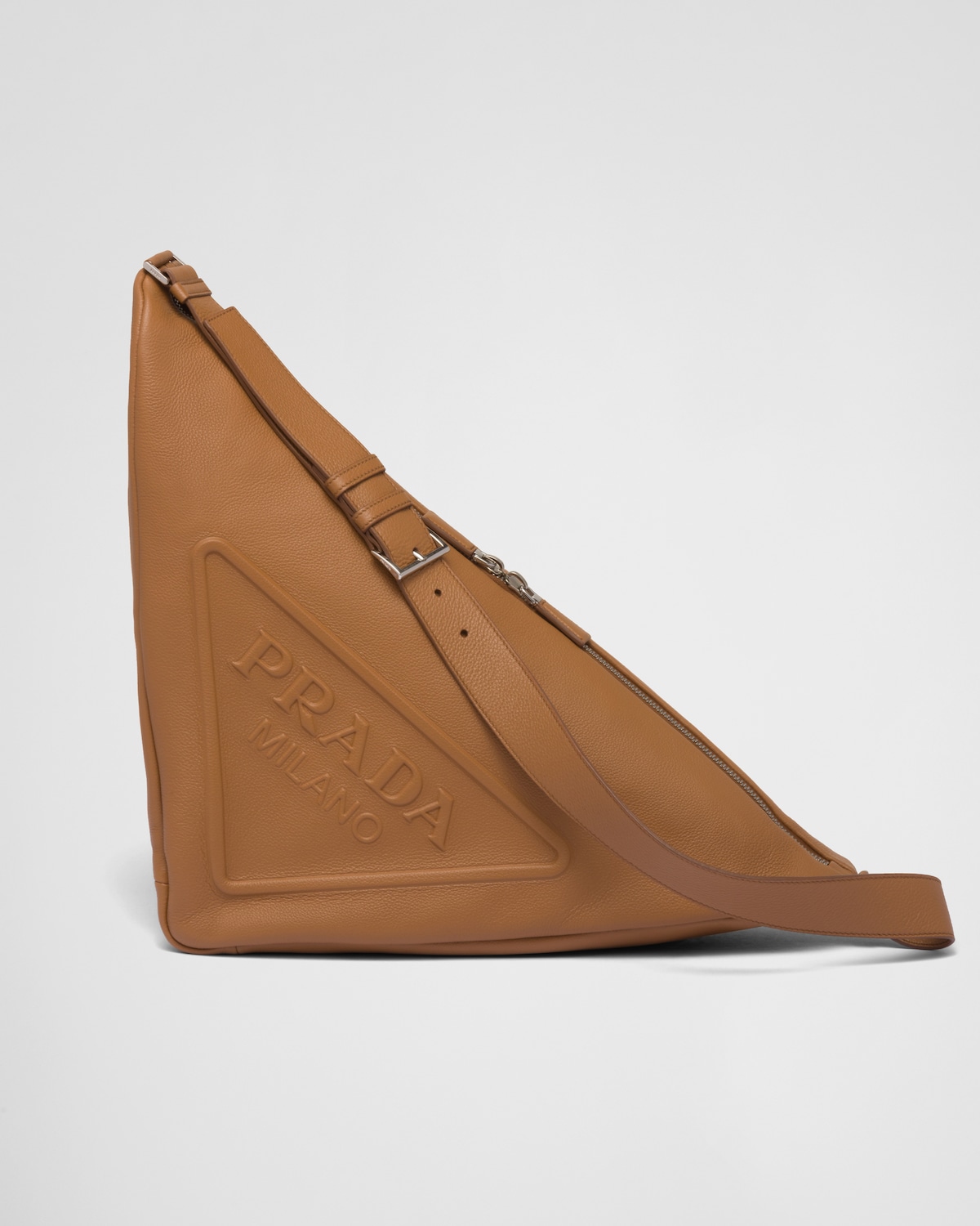 Caramel Large Leather Prada Triangle Bag | PRADA