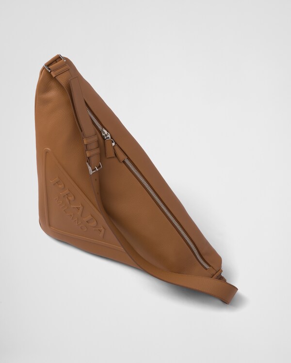 Caramel Large Leather Prada Triangle Bag | PRADA