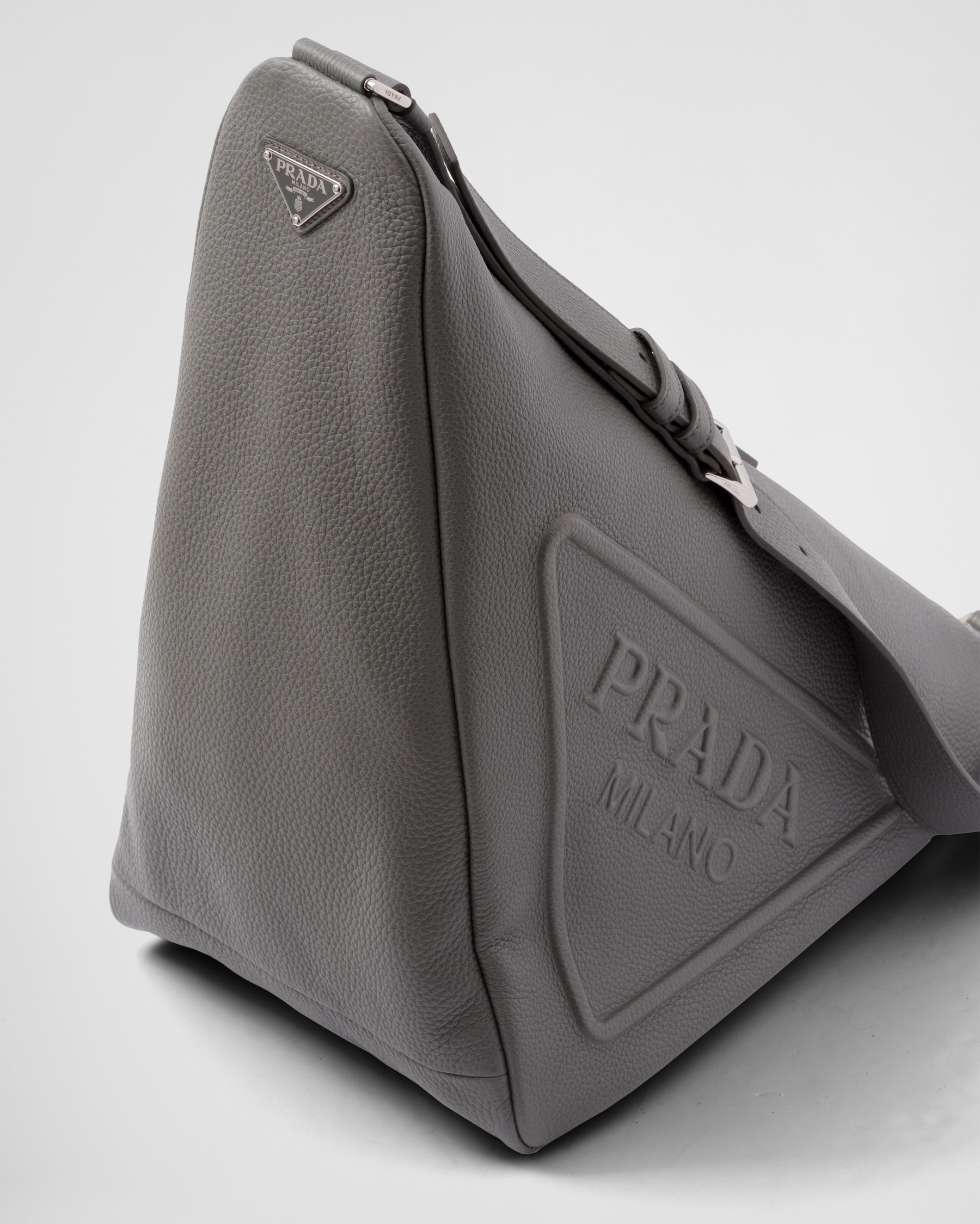Marble Gray Large Leather Prada Triangle Bag | PRADA