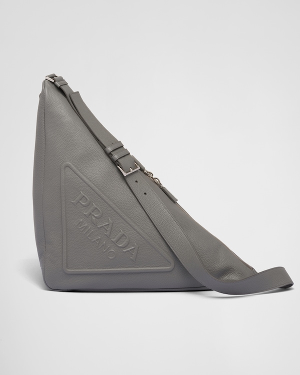 Marble Gray Large Leather Prada Triangle Bag | PRADA