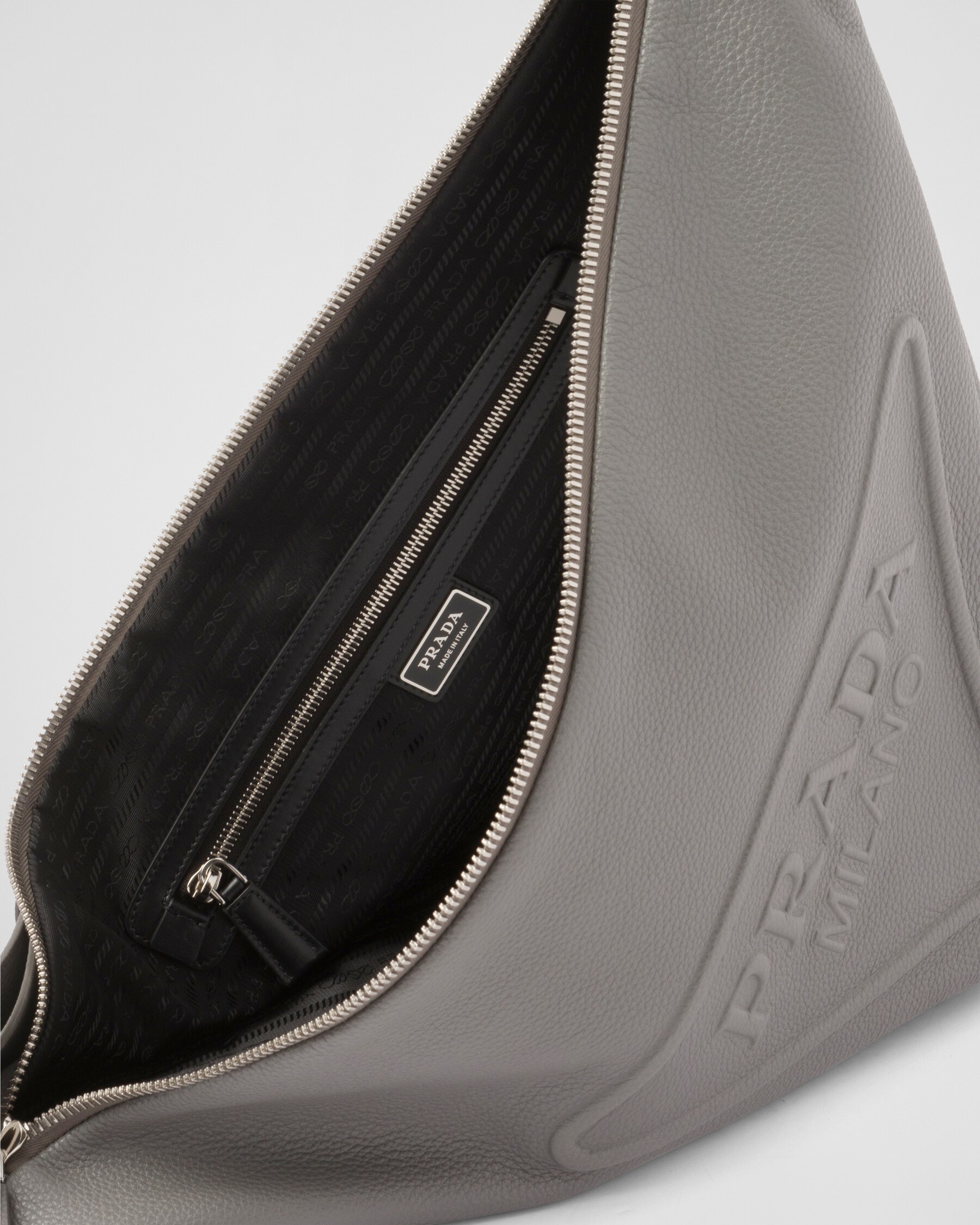 Marble Gray Large Leather Prada Triangle Bag | PRADA