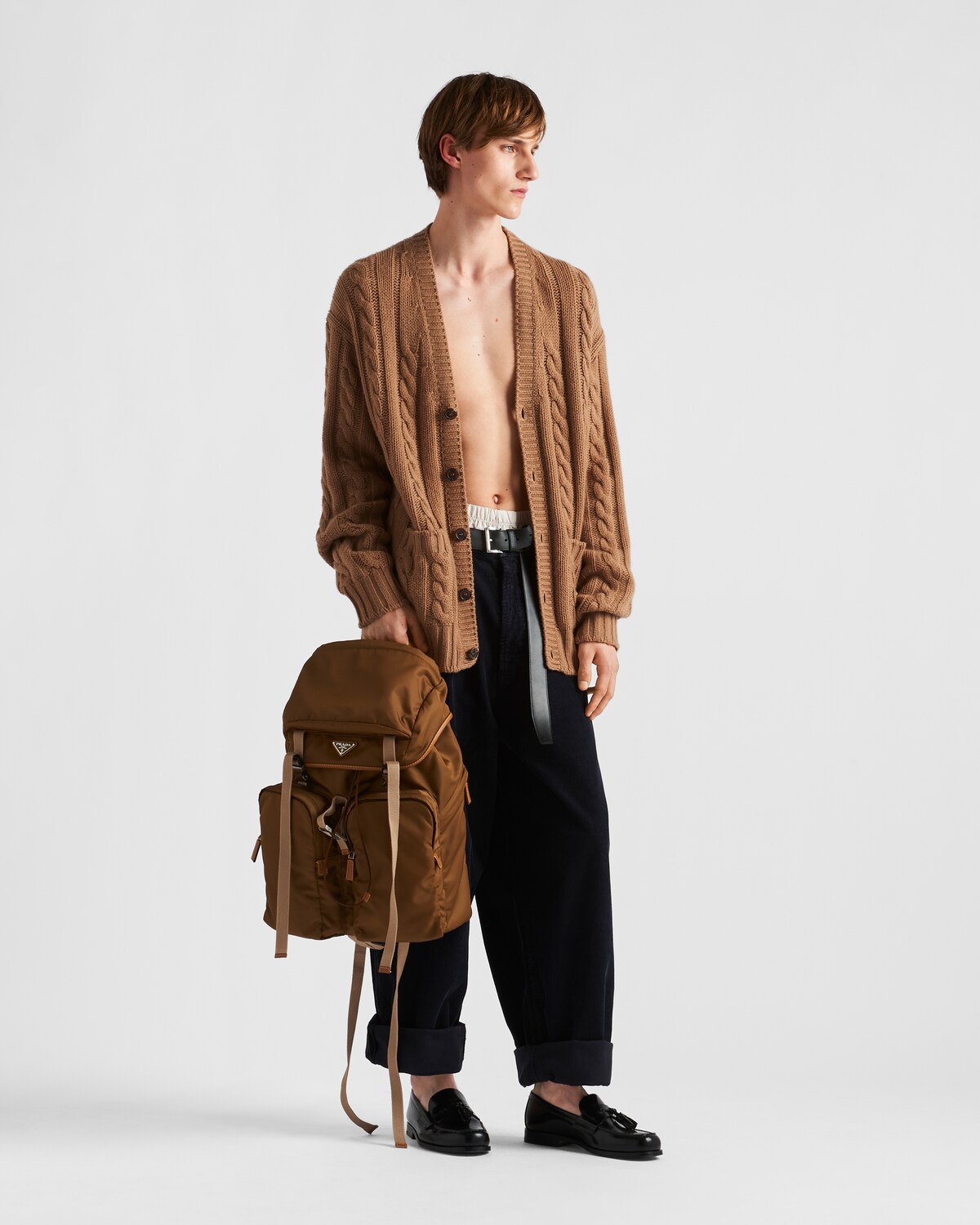 Cork Beige Re-nylon And Leather Backpack | PRADA