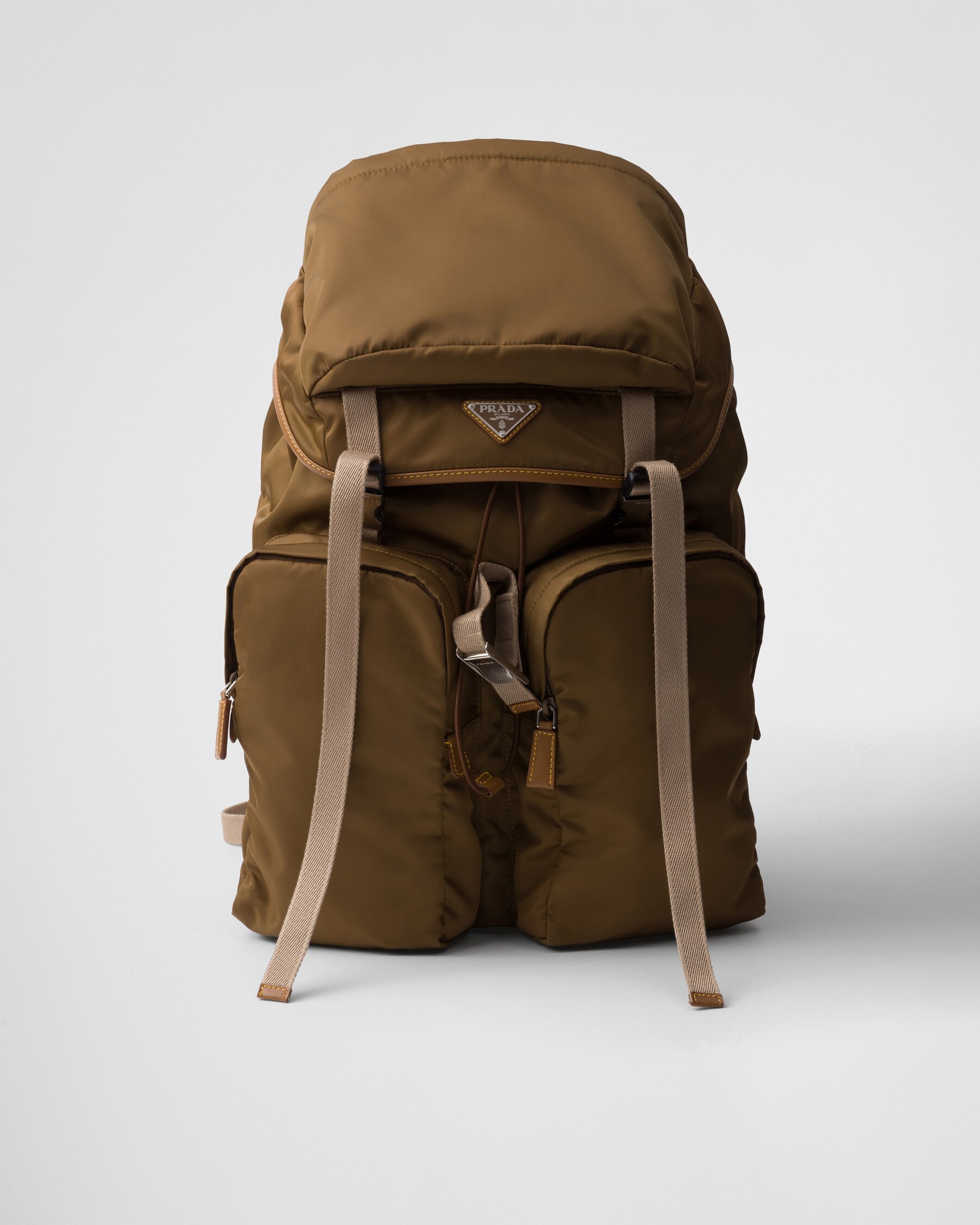 Cork Beige Re-nylon And Leather Backpack | PRADA