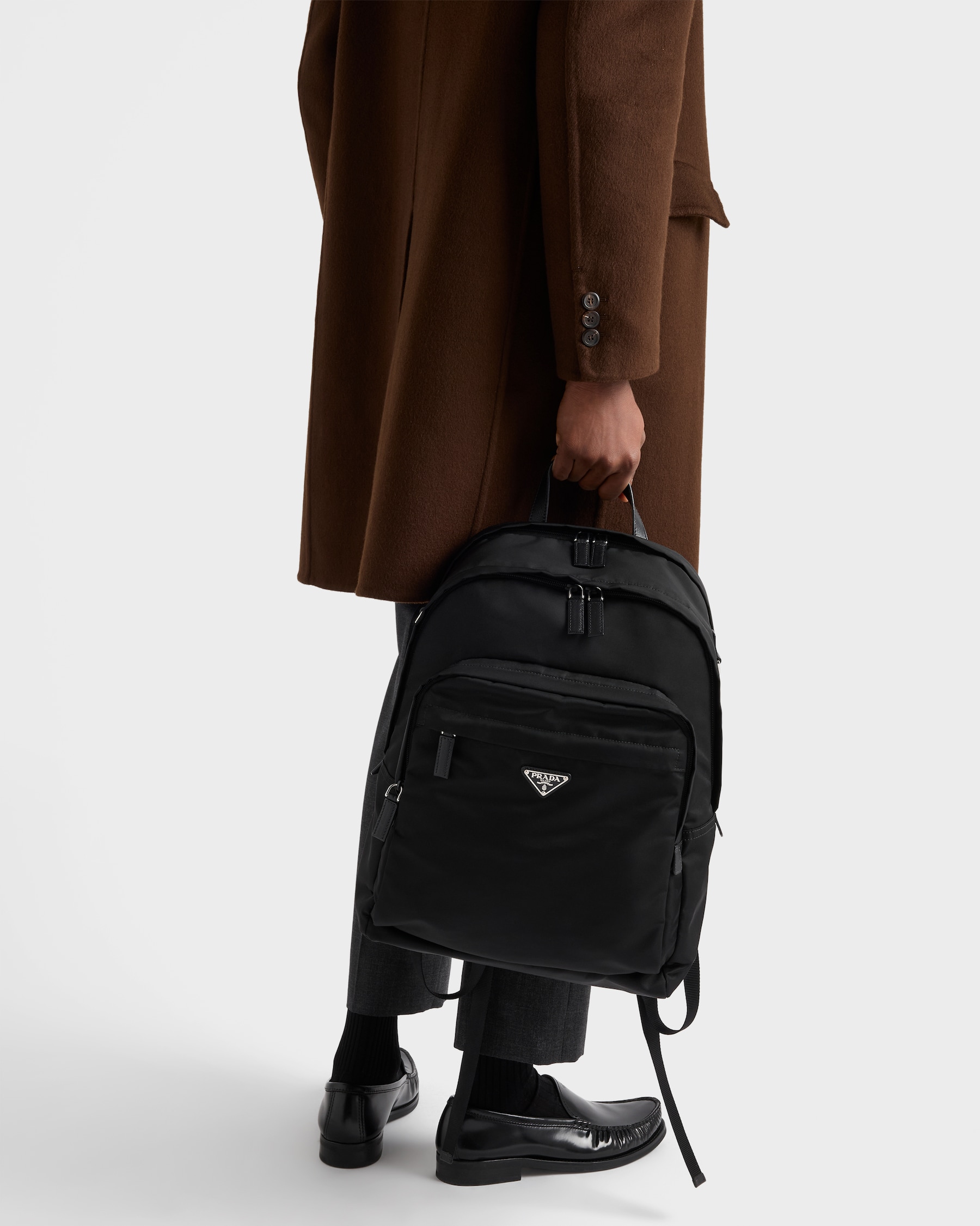 Black Re-nylon And Saffiano Leather Backpack | PRADA