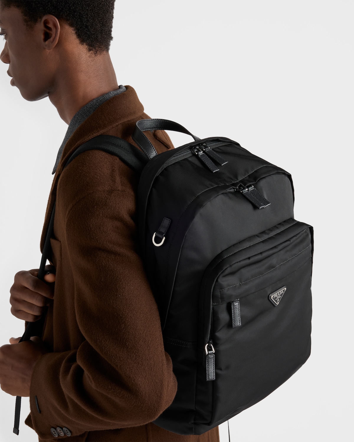 Black Re-nylon And Saffiano Leather Backpack | PRADA