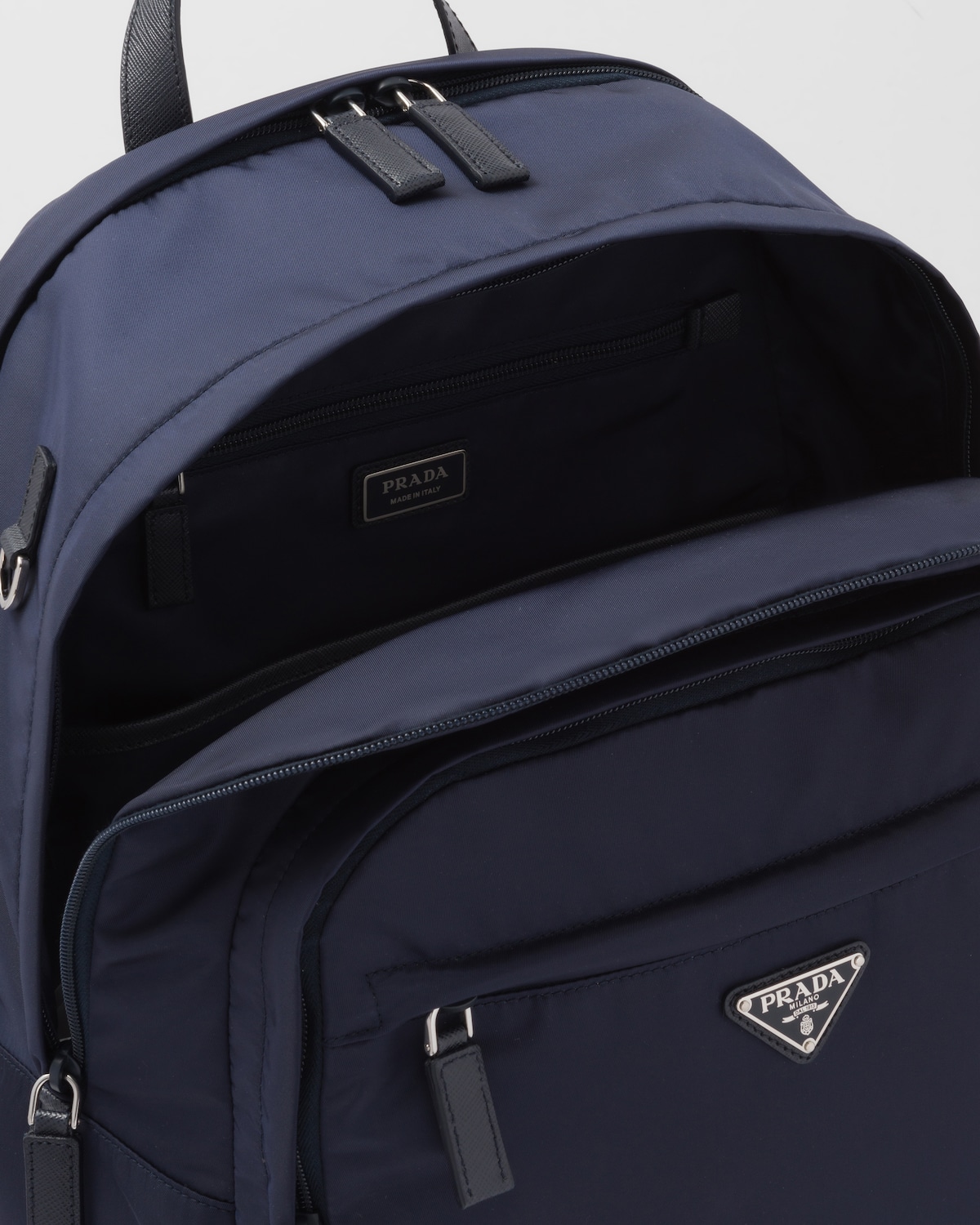 Navy Re-nylon And Saffiano Leather Backpack | PRADA - United States