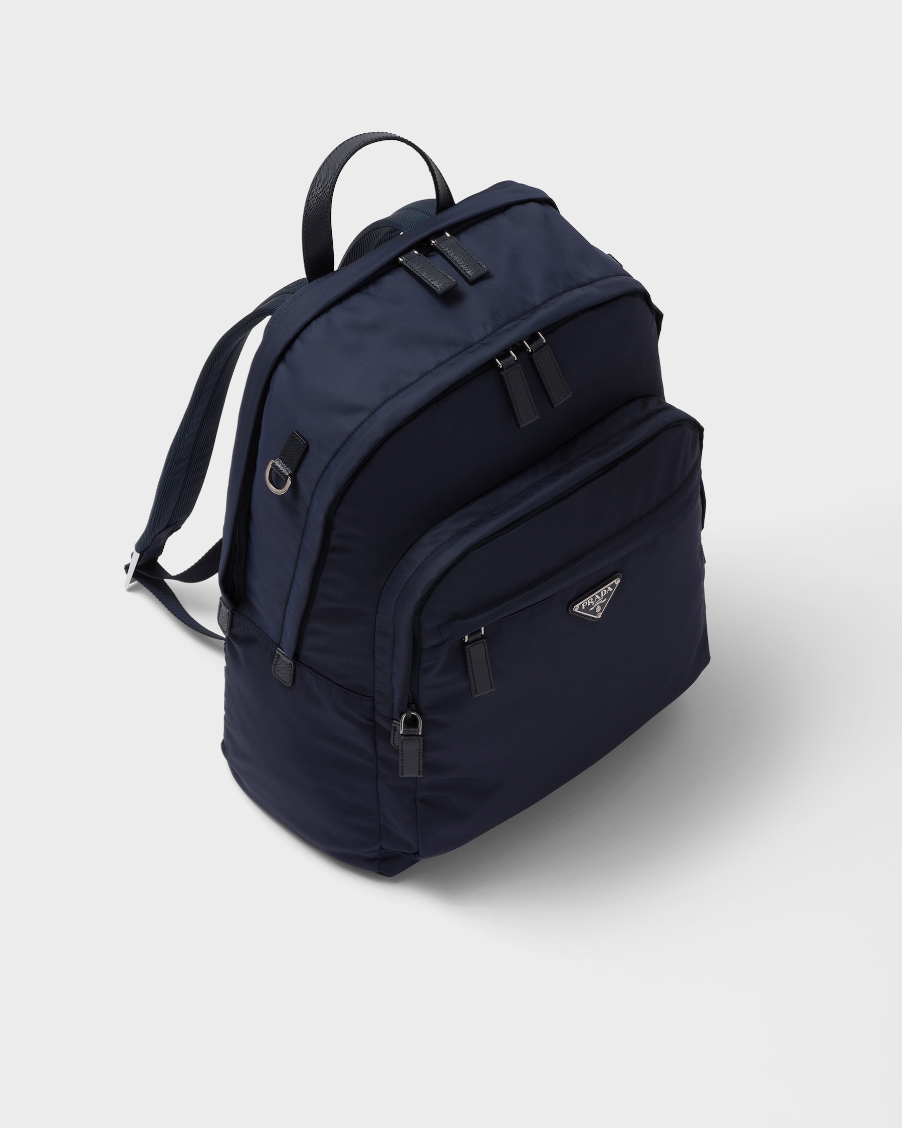 Navy Re-nylon And Saffiano Leather Backpack | PRADA
