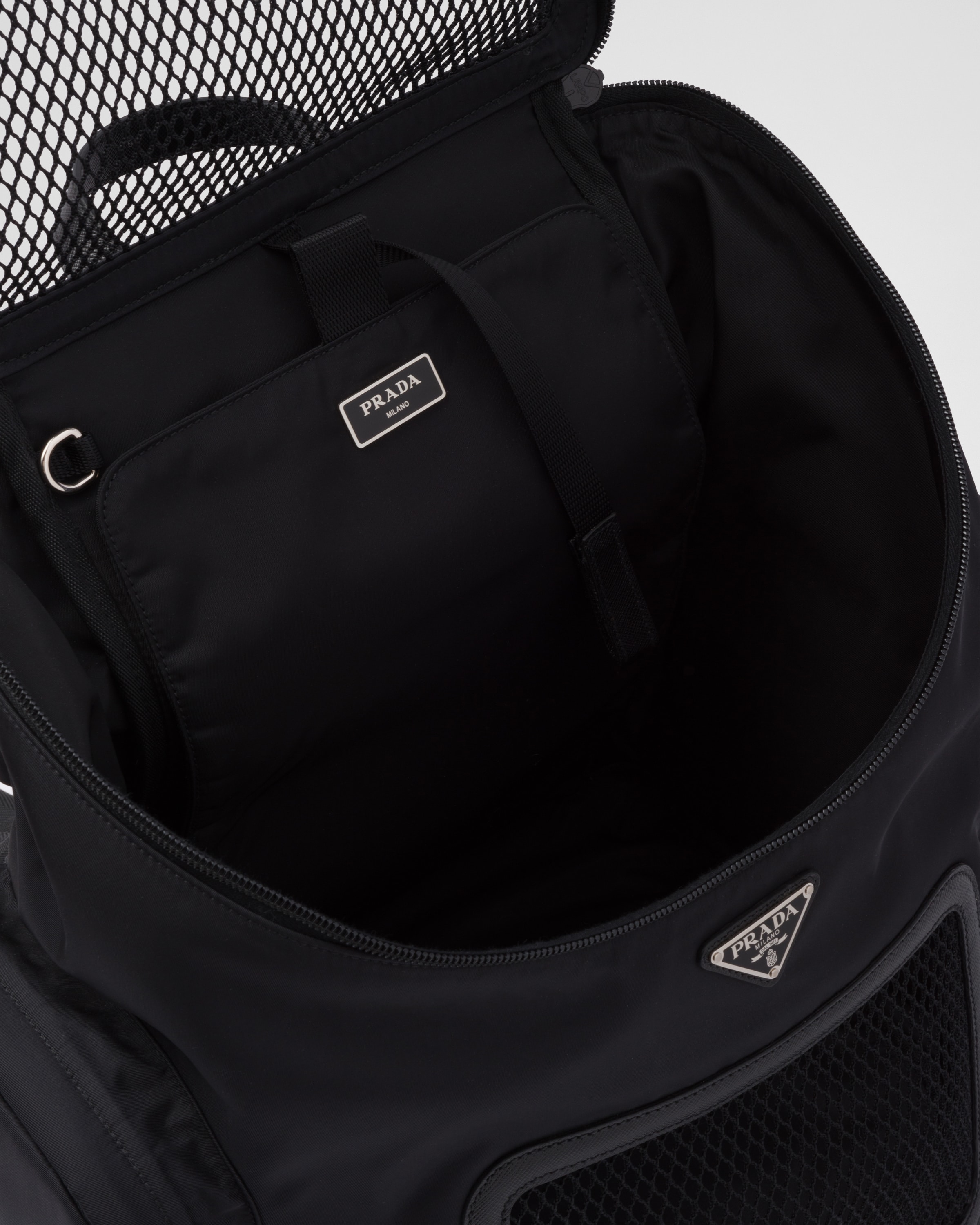 Black Re-nylon And Saffiano Leather Pet Bag | PRADA