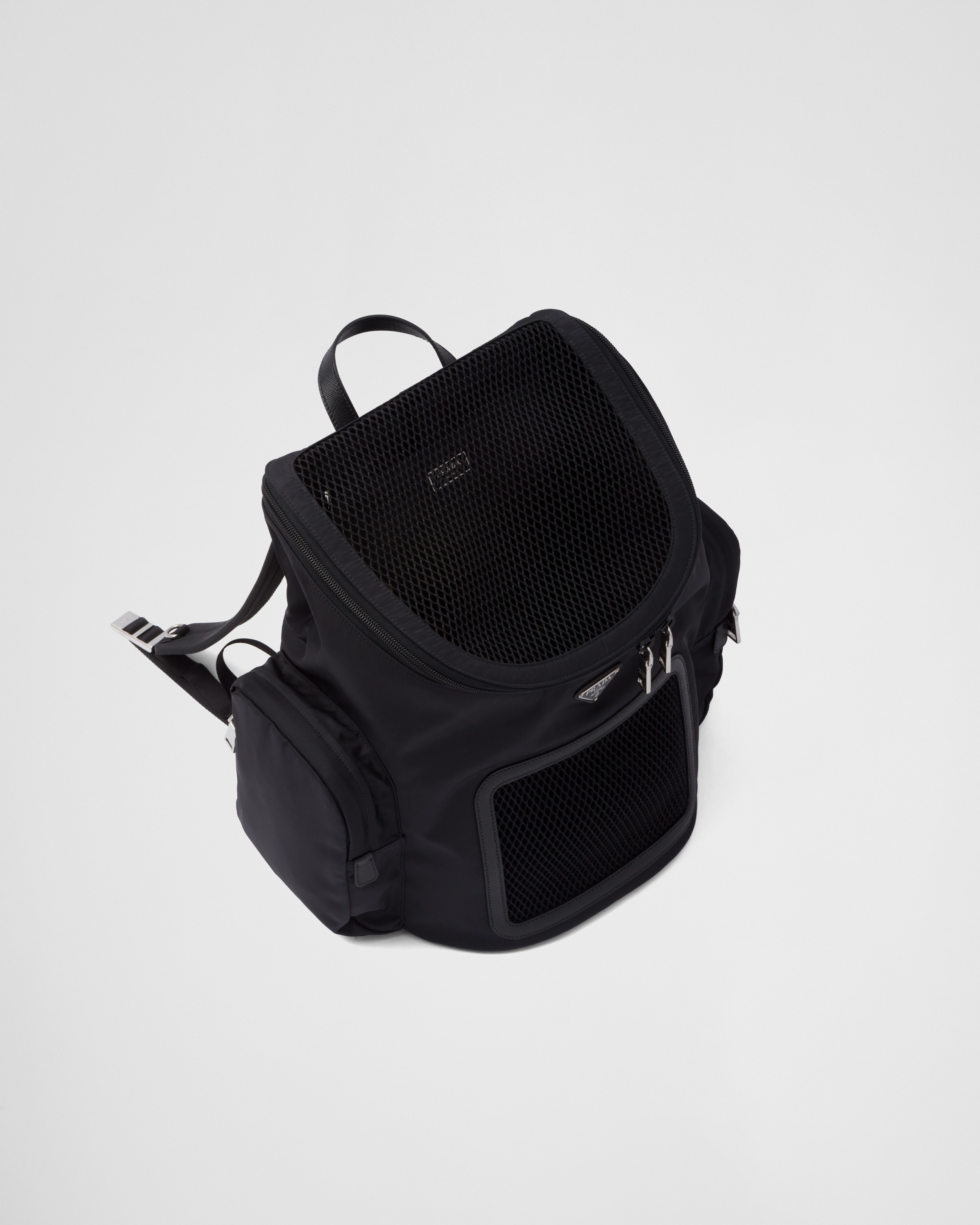 Black Re-nylon And Saffiano Leather Pet Bag | PRADA