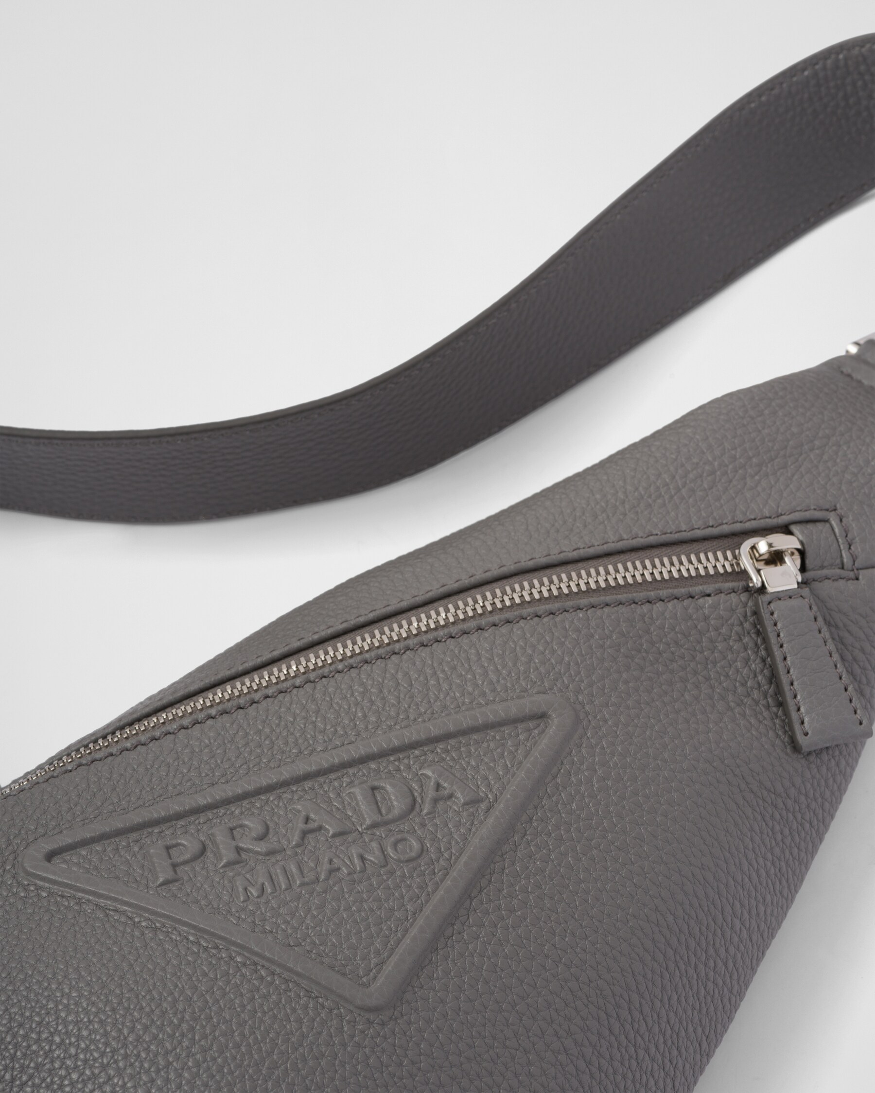 Marble Gray Prada Cross Leather Bag | PRADA