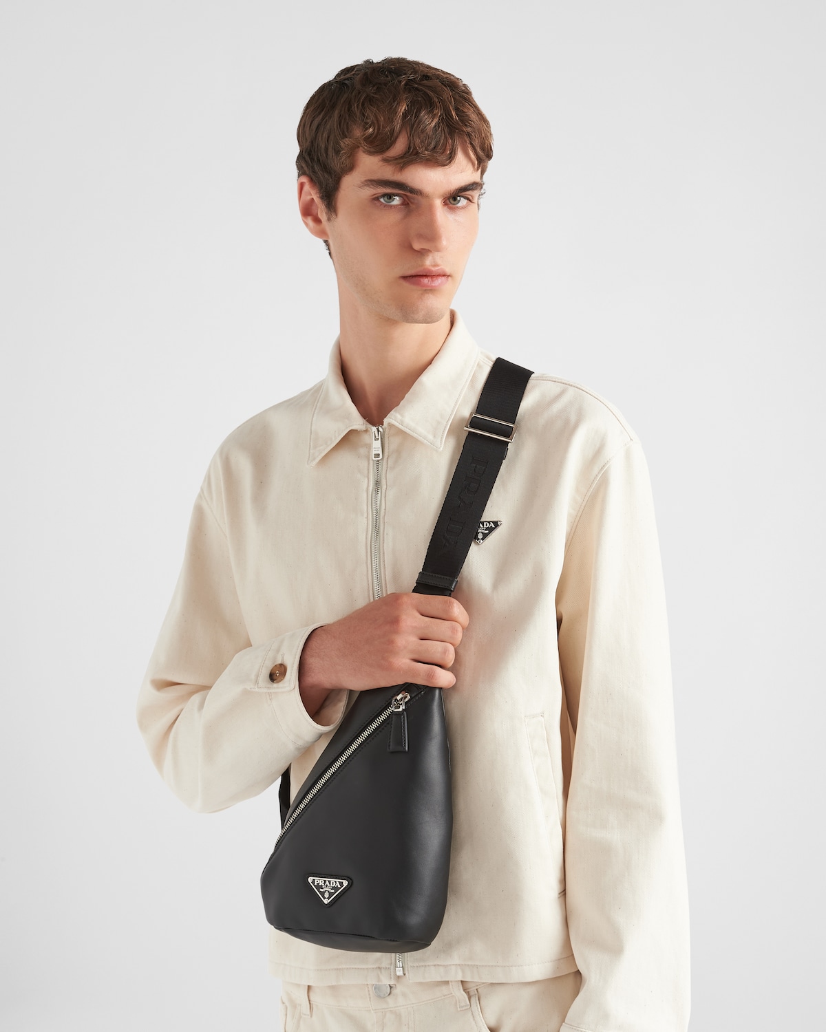 Black Prada Cross Leather Bag | PRADA