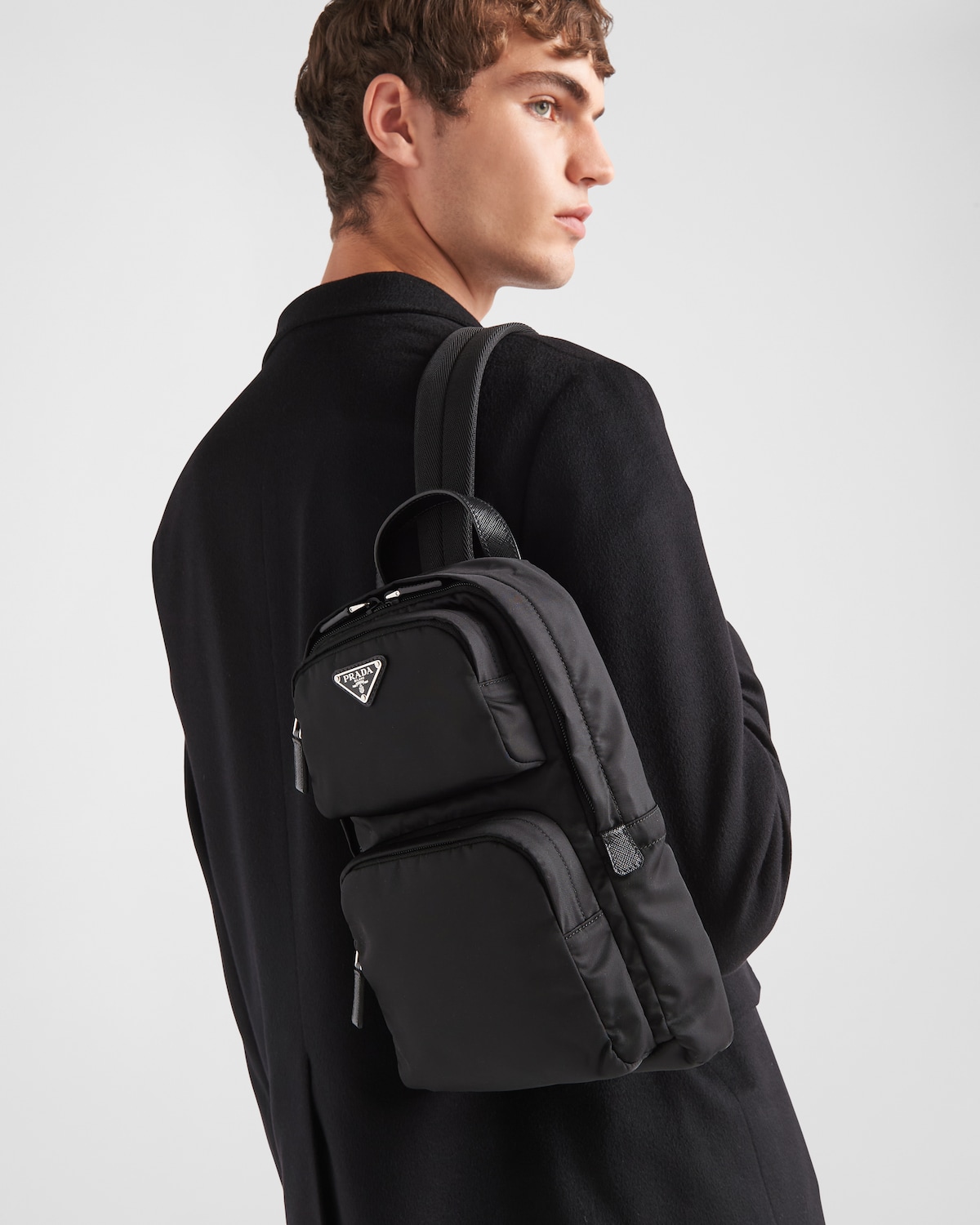 Black Re-nylon And Saffiano Leather Backpack | PRADA