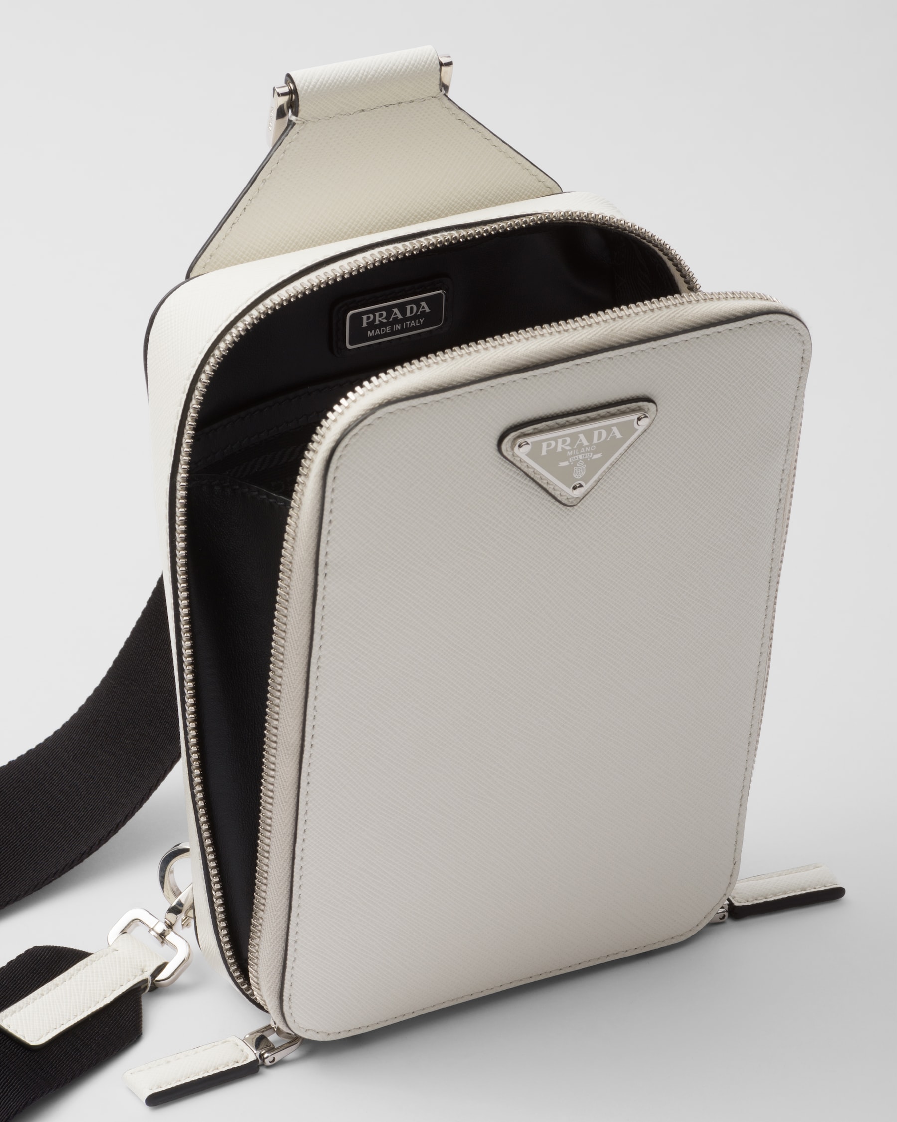 White Prada Brique Saffiano Leather Bag | PRADA