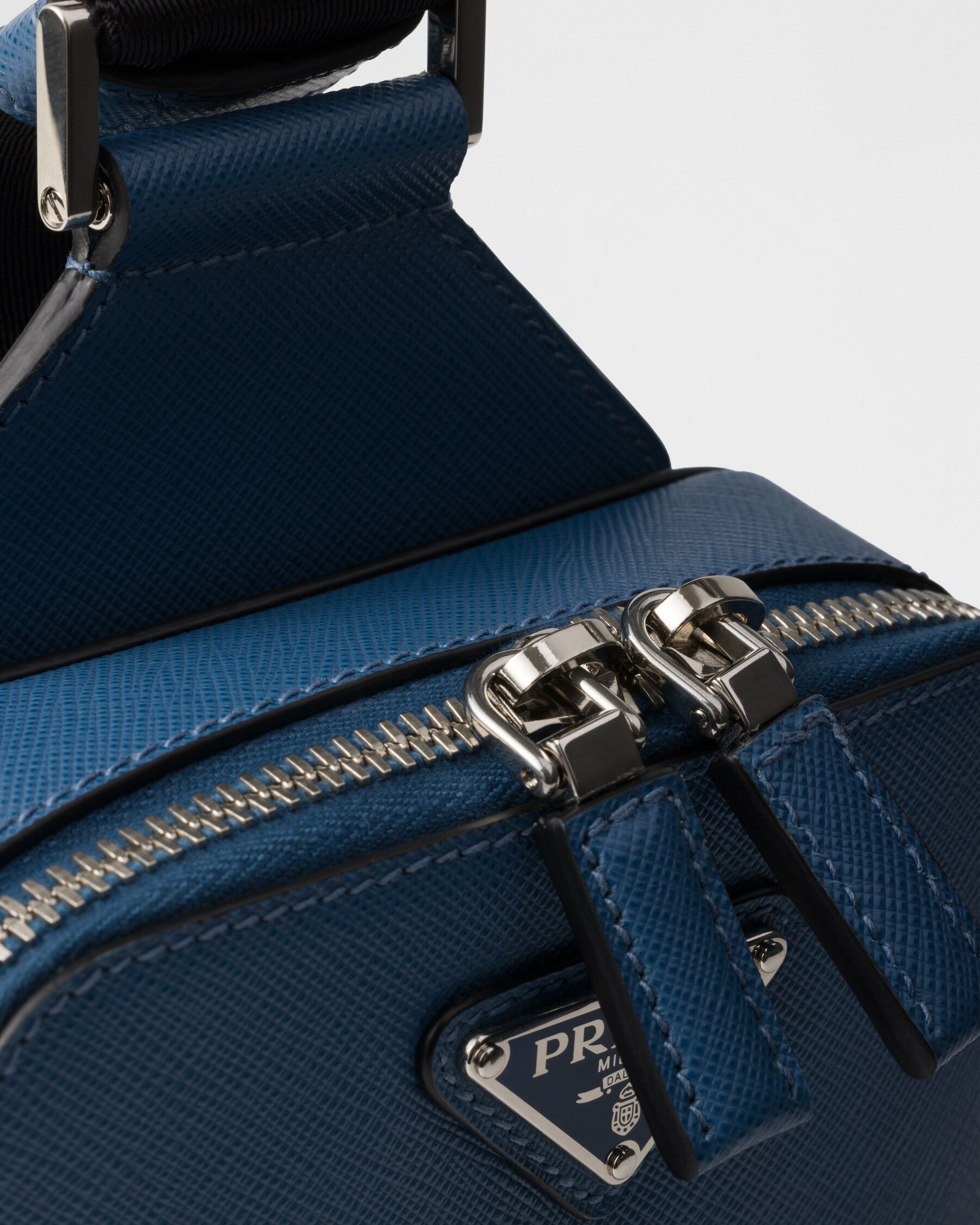 Aviator Blue Prada Brique Saffiano Leather Bag | PRADA