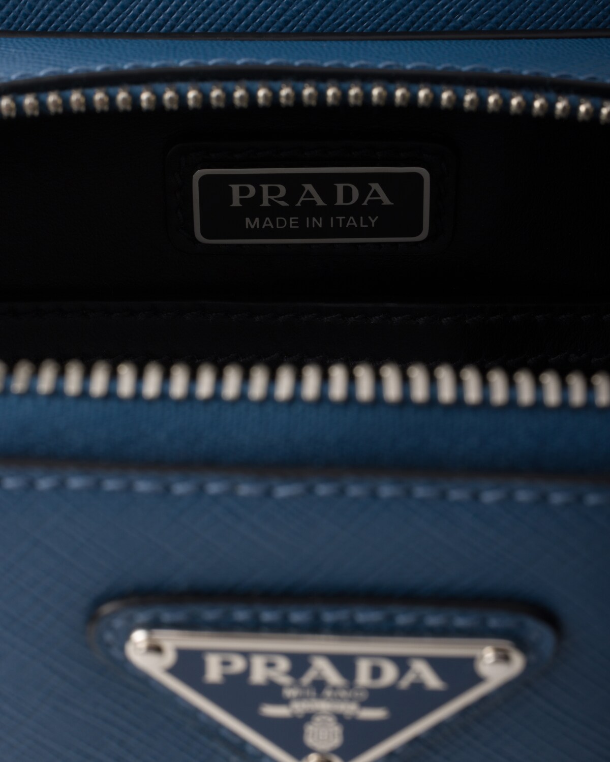 Aviator Blue Prada Brique Saffiano Leather Bag | PRADA