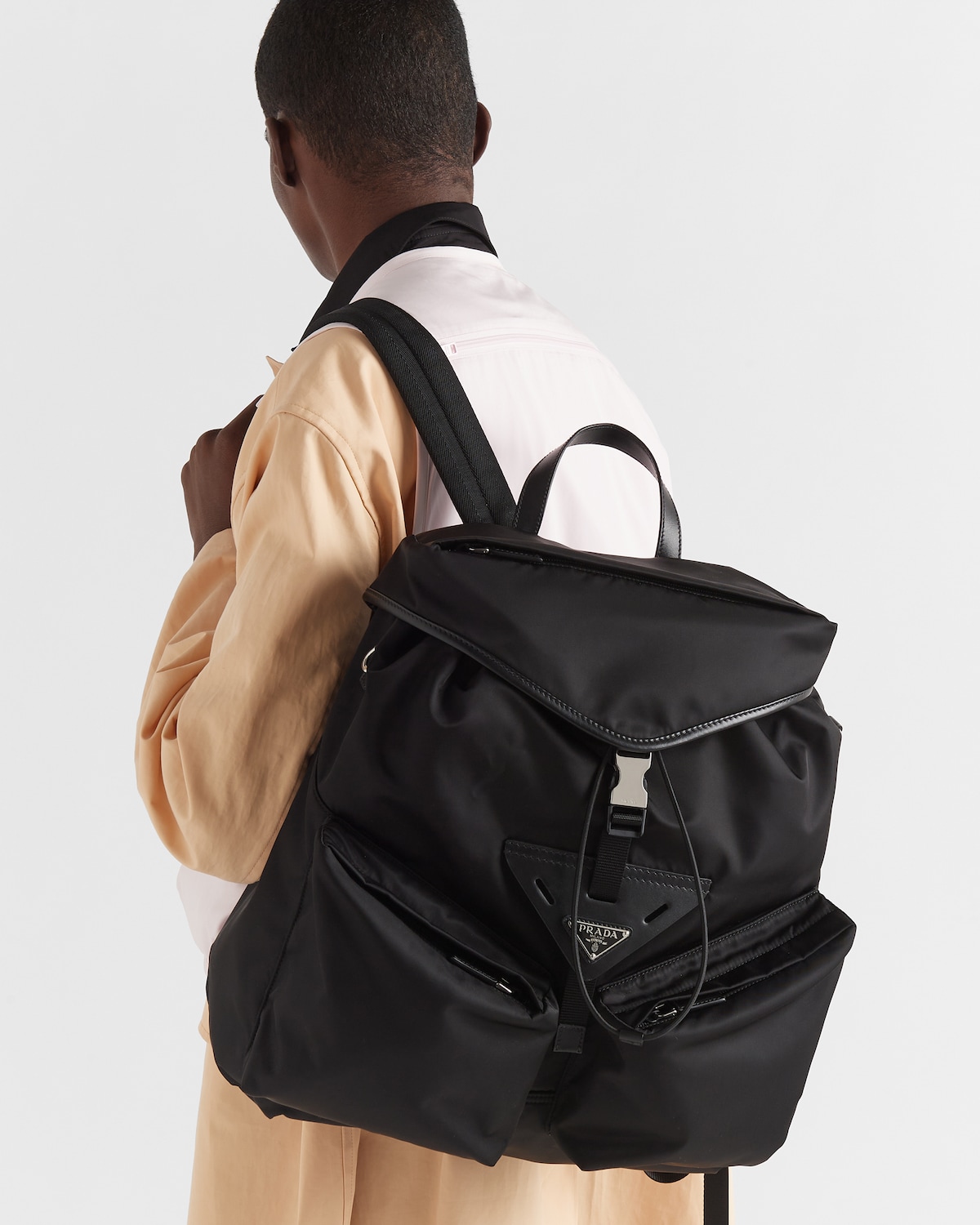 Black Re-nylon And Leather Backpack | PRADA