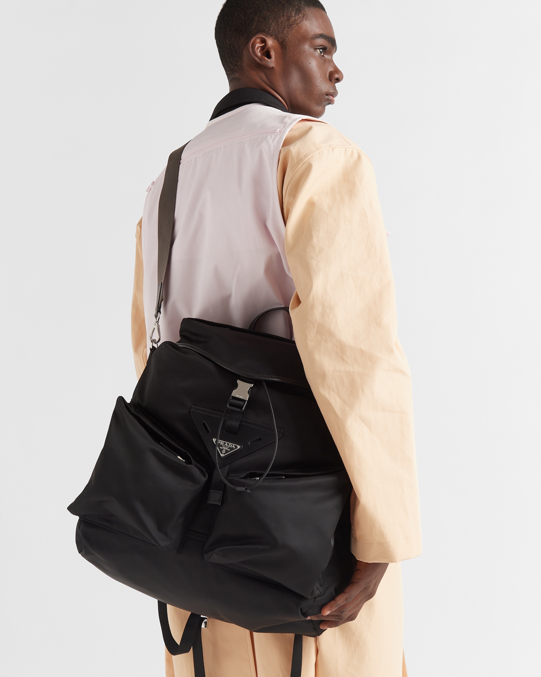 Black Re-nylon And Leather Backpack | PRADA