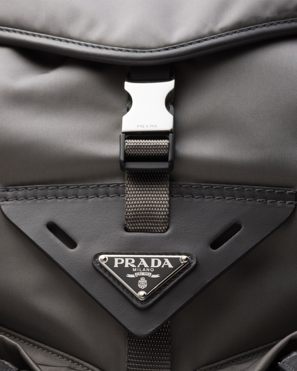Iron Gray Re-nylon And Leather Backpack | PRADA