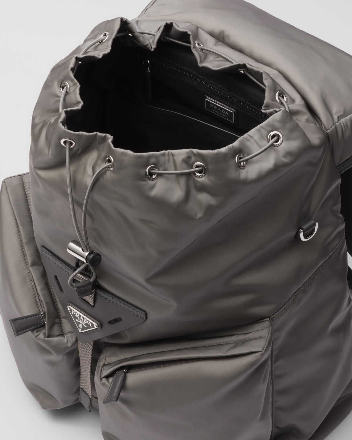Iron Gray Re-nylon And Leather Backpack | PRADA