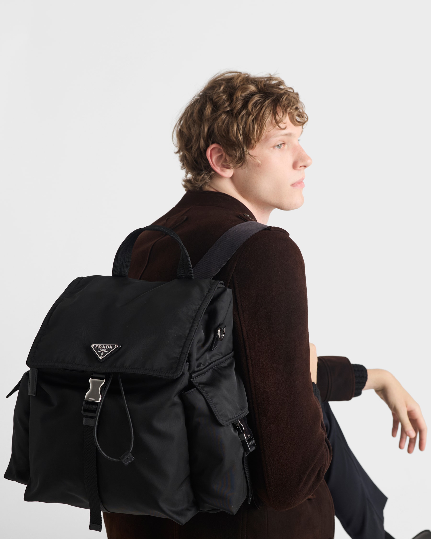 Black Prada Explore Re-nylon And Leather Backpack | PRADA