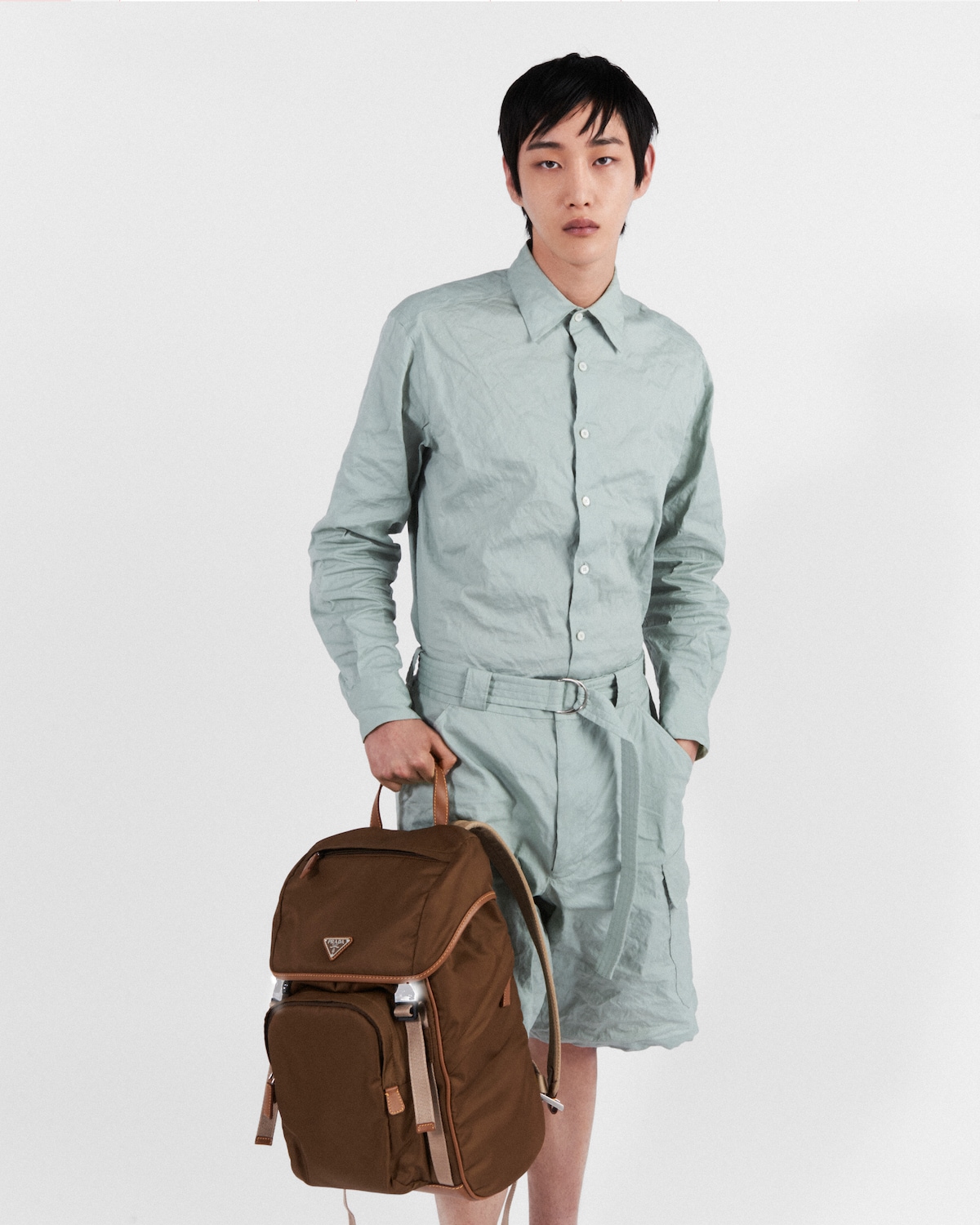 Cork Beige Re-nylon And Leather Backpack | PRADA