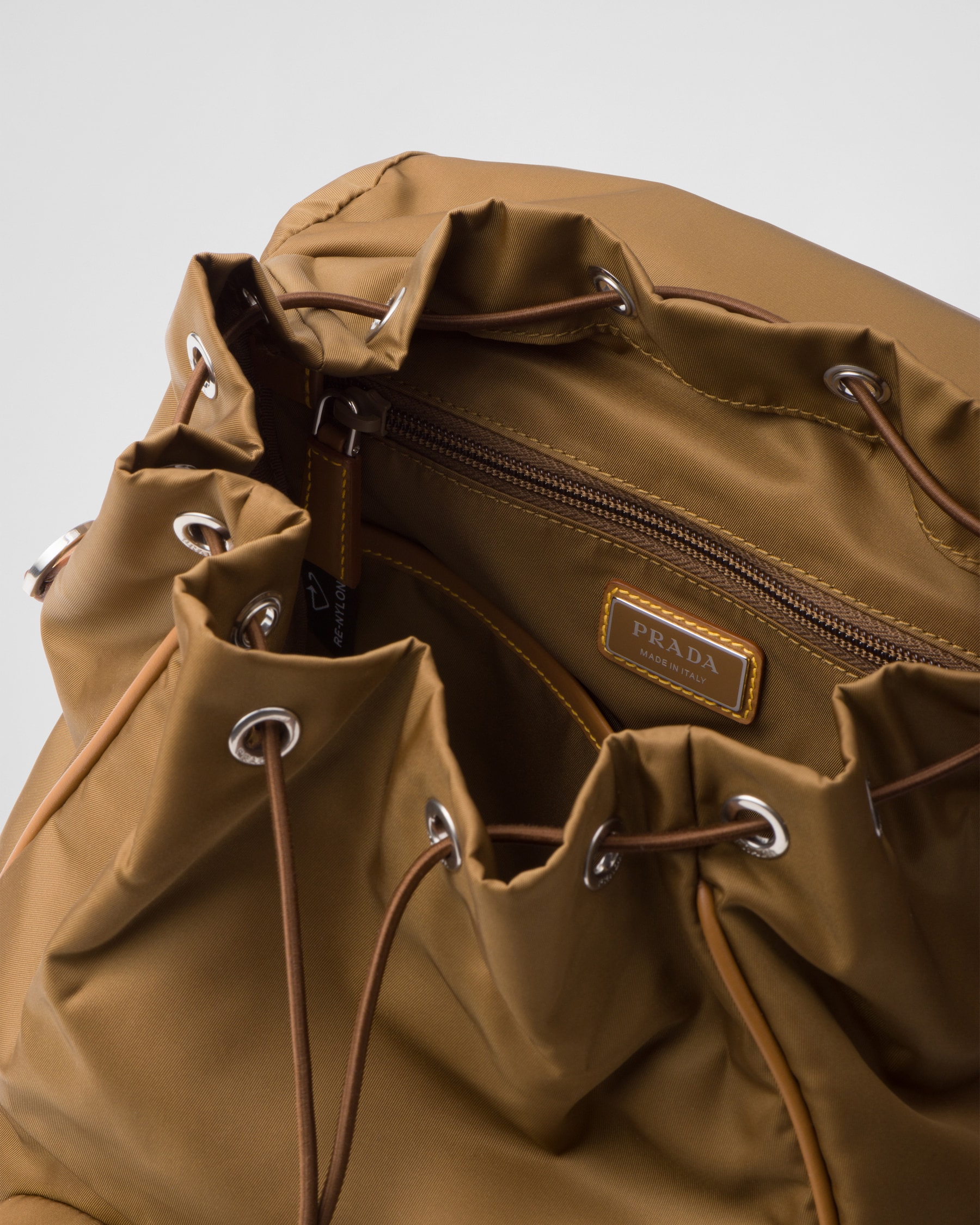 Cork Beige Re-nylon And Leather Backpack | PRADA
