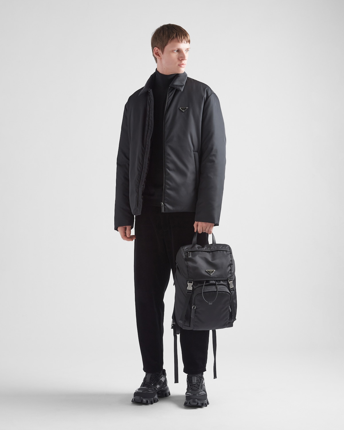 Black Re-nylon And Saffiano Leather Backpack | PRADA