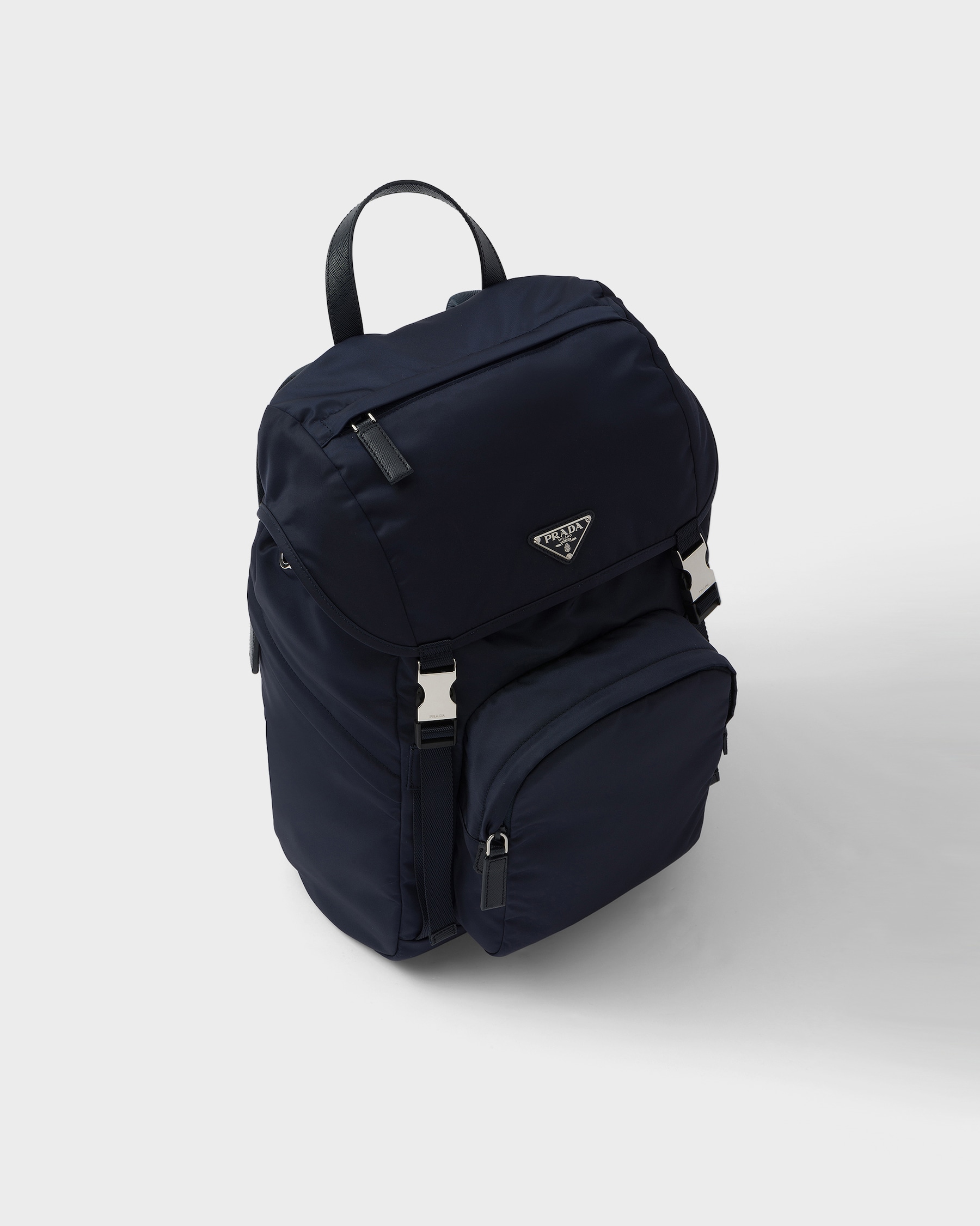 Navy Re-nylon And Saffiano Leather Backpack | PRADA