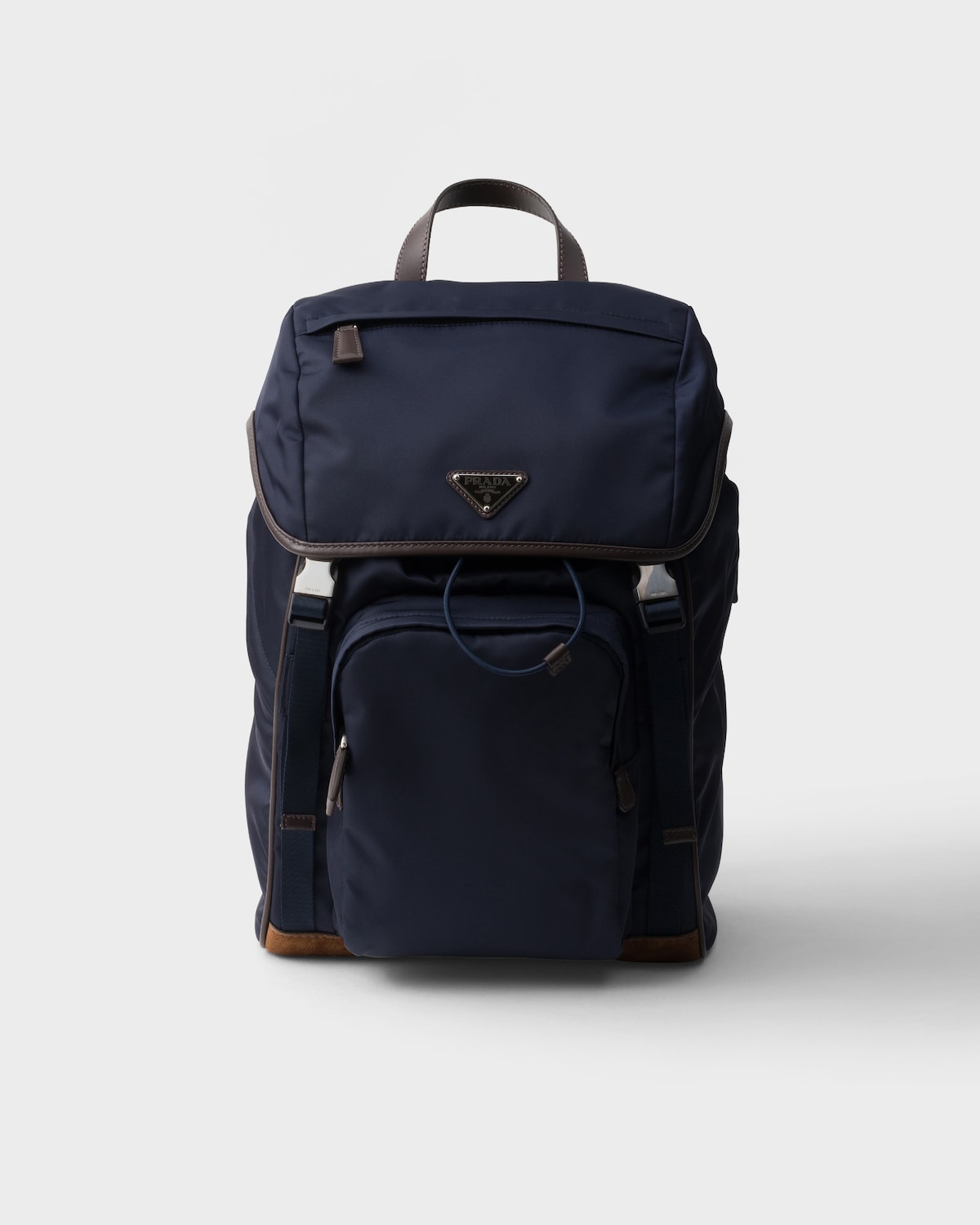 Blue/coffee Re-nylon And Leather Backpack | PRADA
