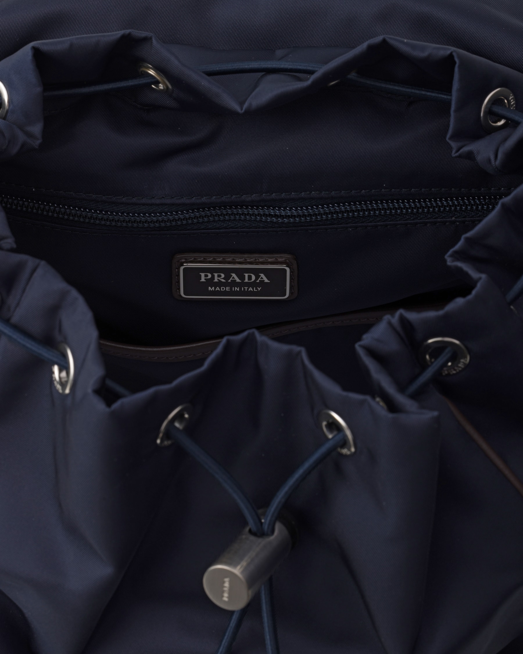 Blue/coffee Re-nylon And Leather Backpack | PRADA
