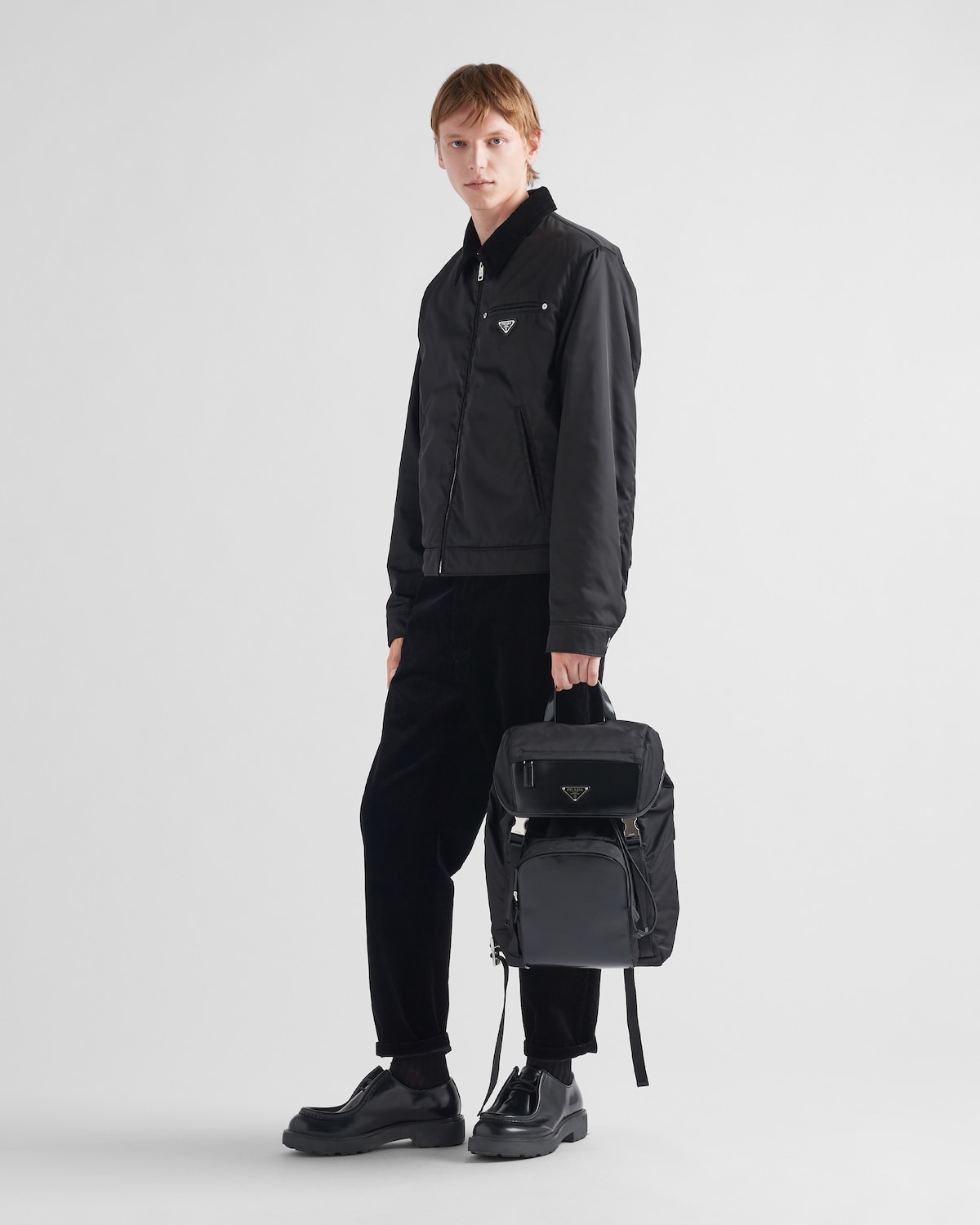 Black Re-nylon And Brushed Leather Backpack | PRADA