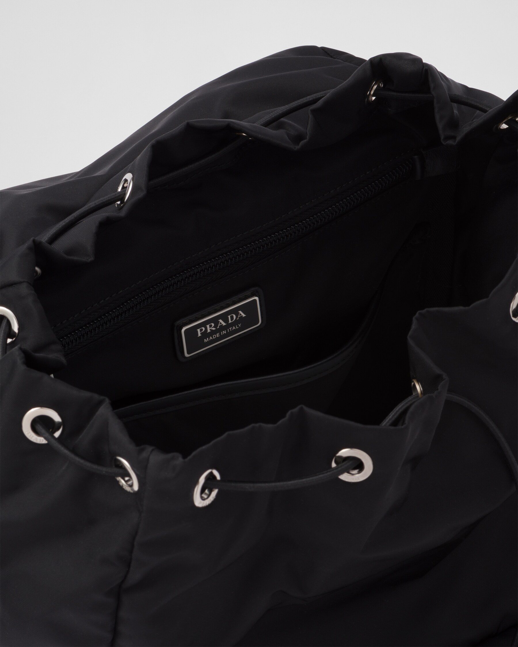 Black Re-nylon And Brushed Leather Backpack | PRADA