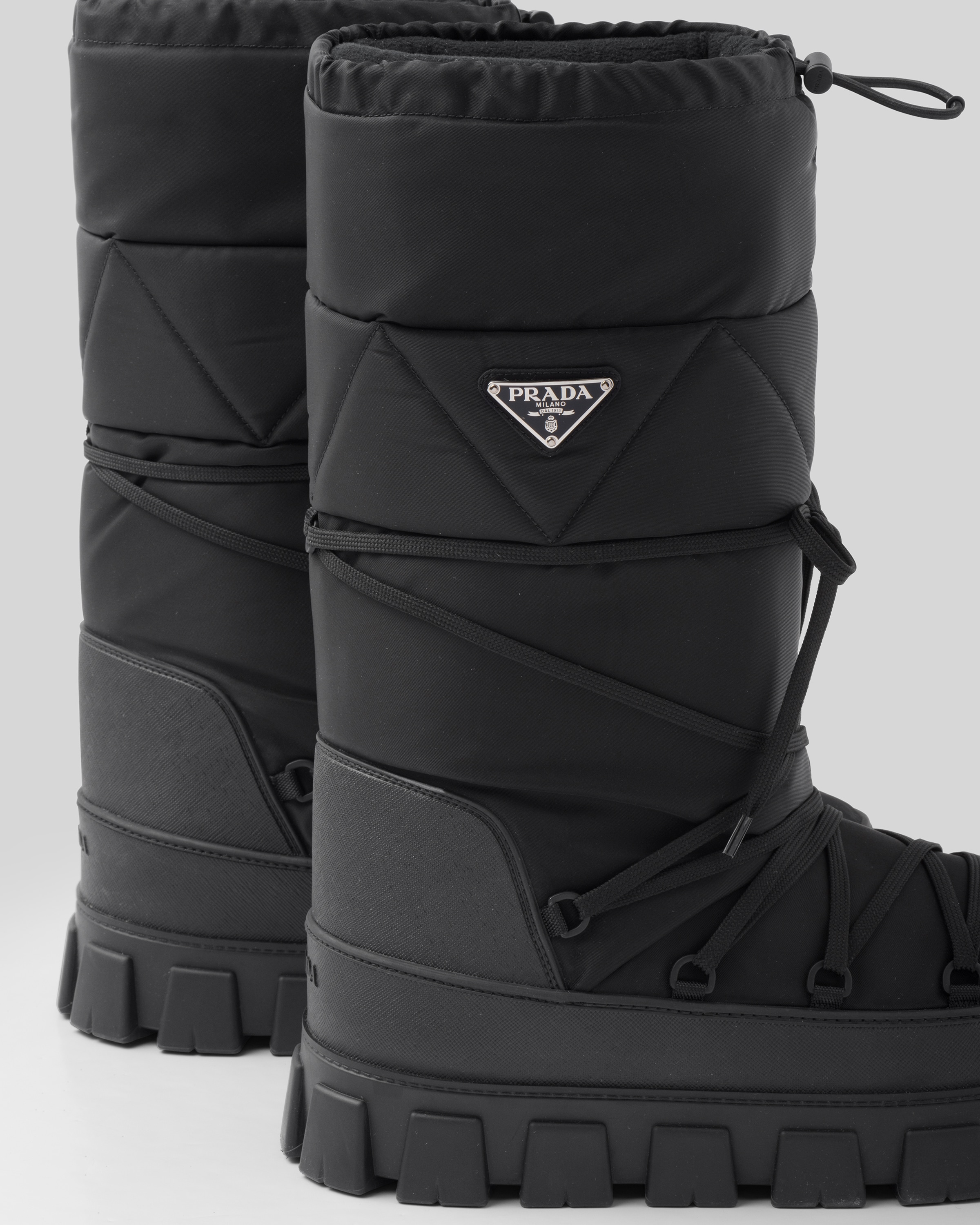 Botas après-ski de gabardina de nylon Negro | Prada