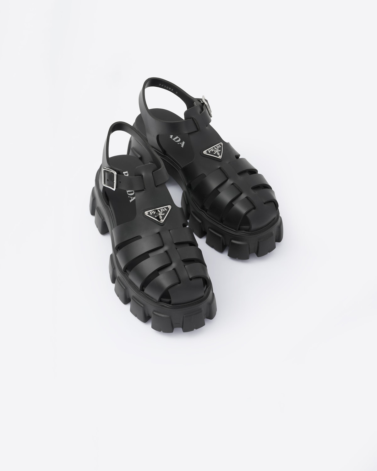 Black Monolith Rubber Sandals | PRADA - United States